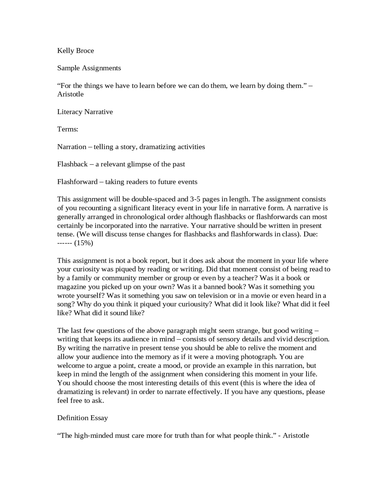 English Composition I - Assignment | ENG 101 - Docsity