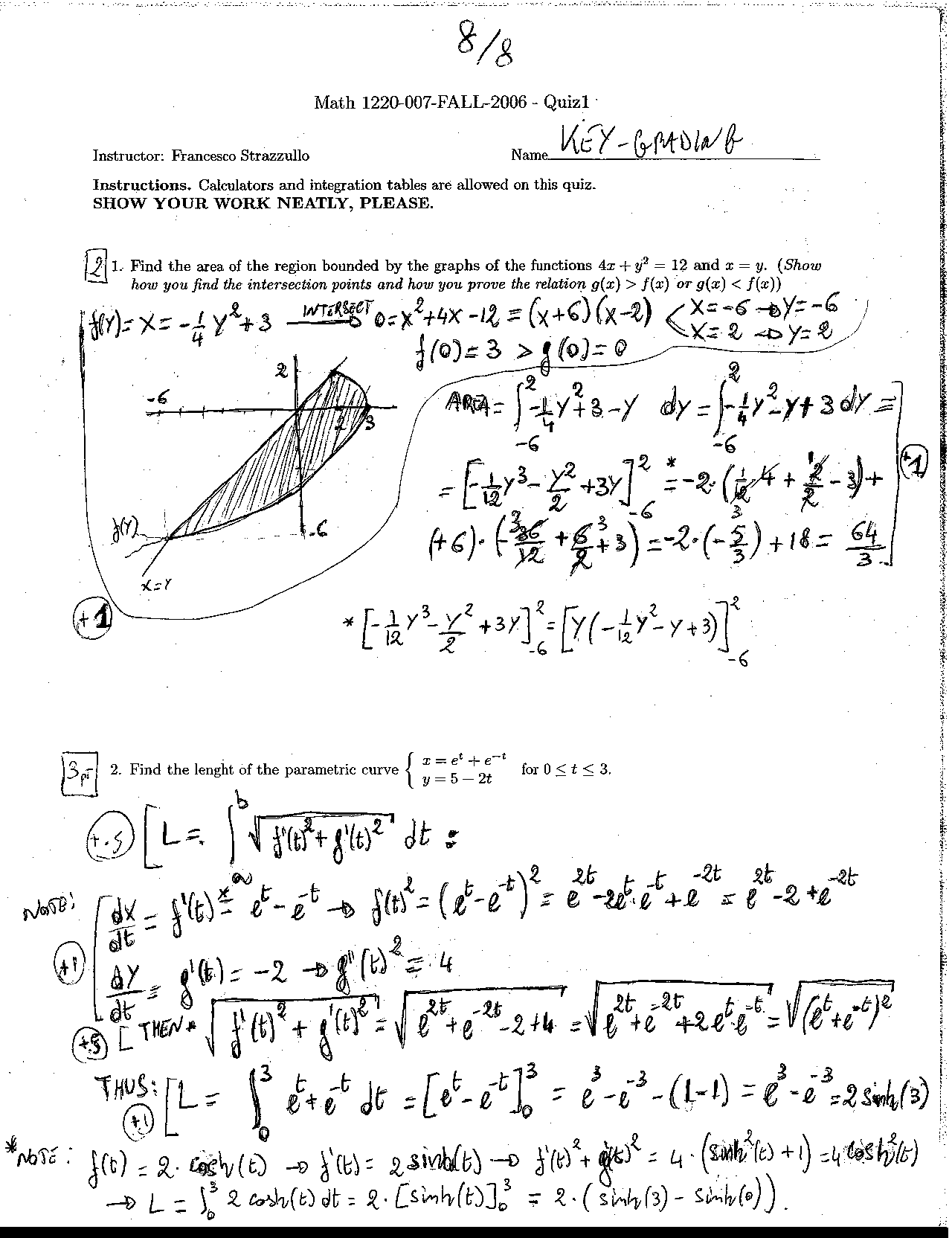 Quiz 2 with Solution - Calculus II | MATH 1220 | Quizzes Calculus | Docsity