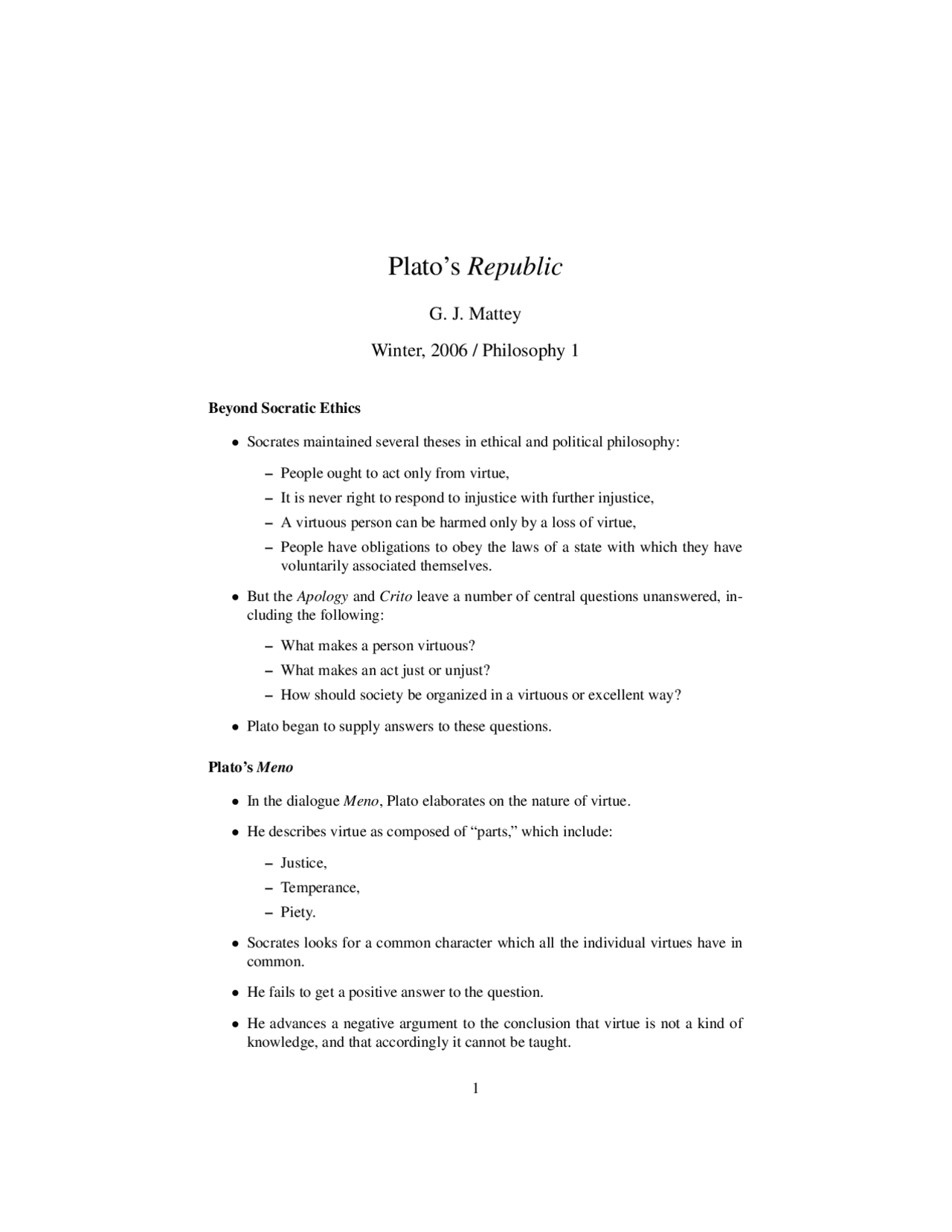 Study Materials for Plato's Republic | PHI 001 - Docsity