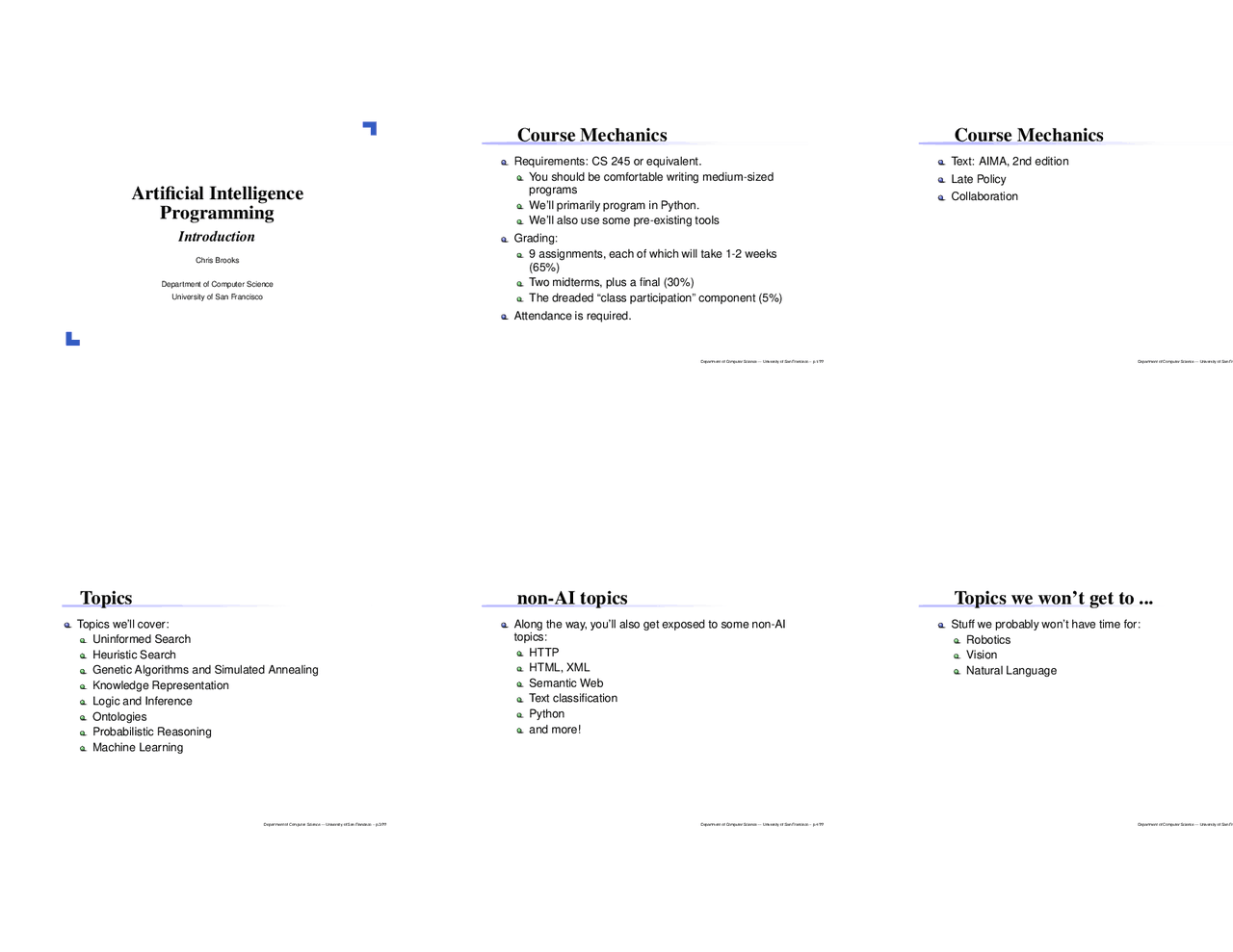 Notes On Artificial Intelligence Programming Cs 245 Docsity