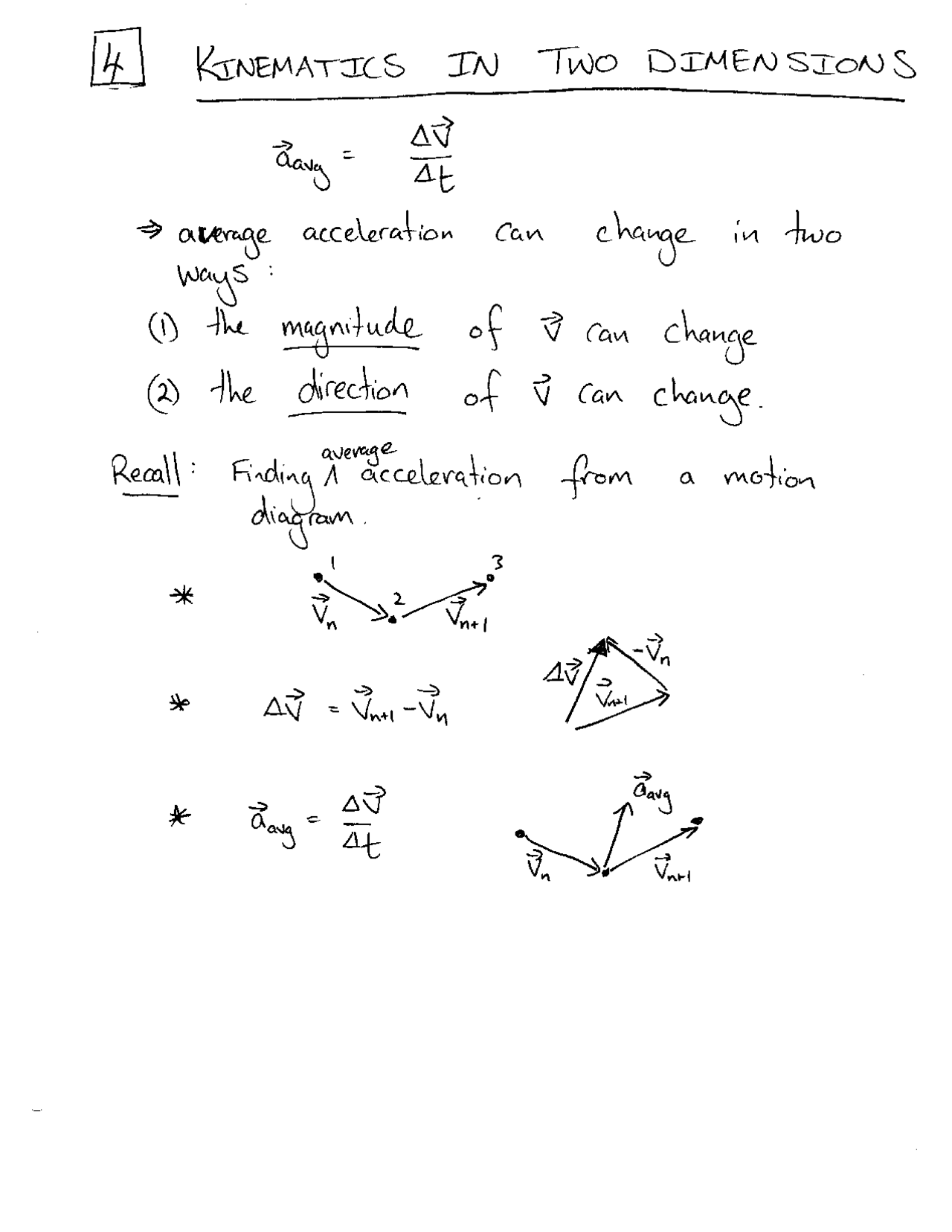 Kinematics In Two Dimensions Handwritten Notes Phys 161 Docsity
