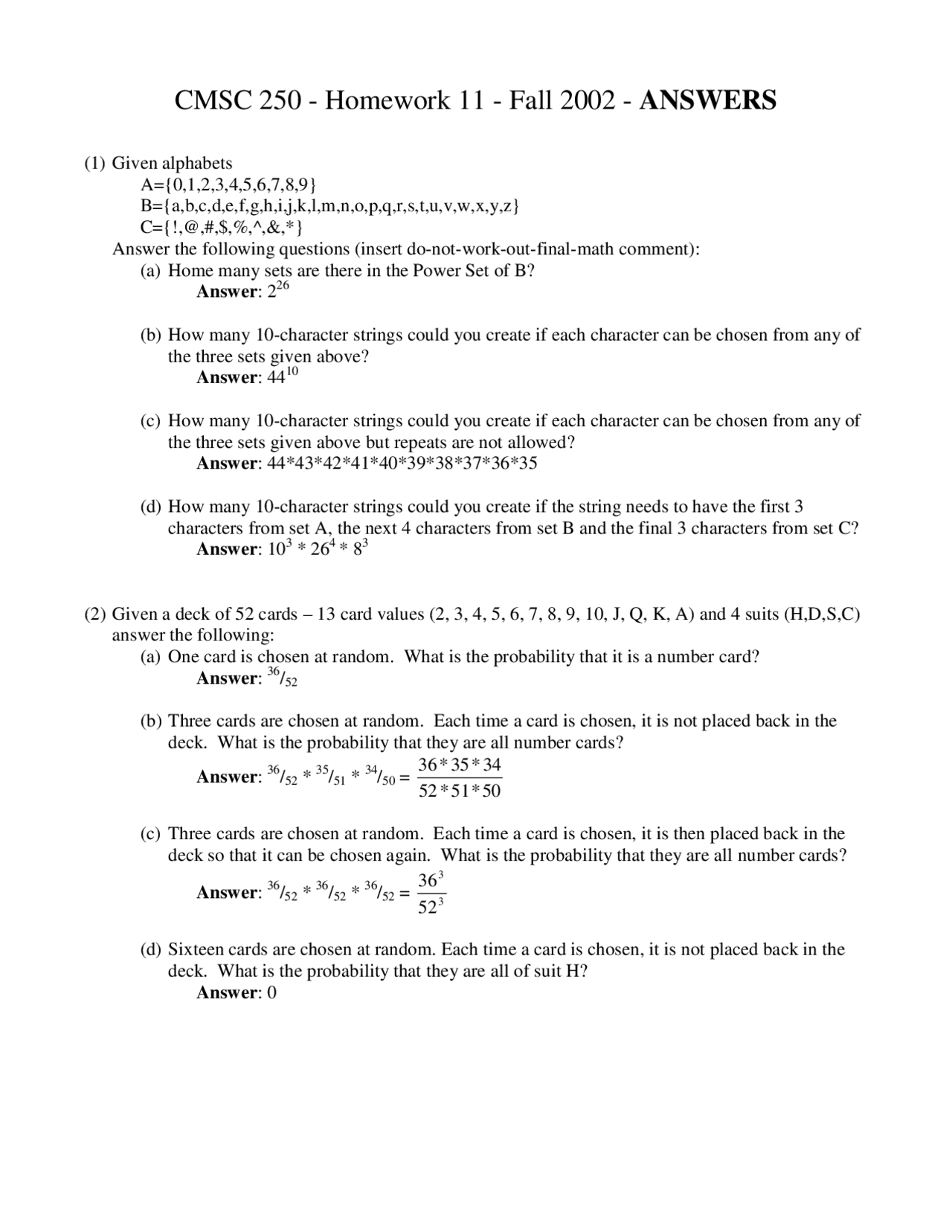 Assignment 11 With Solutions Discrete Structures Cmsc 250 Docsity