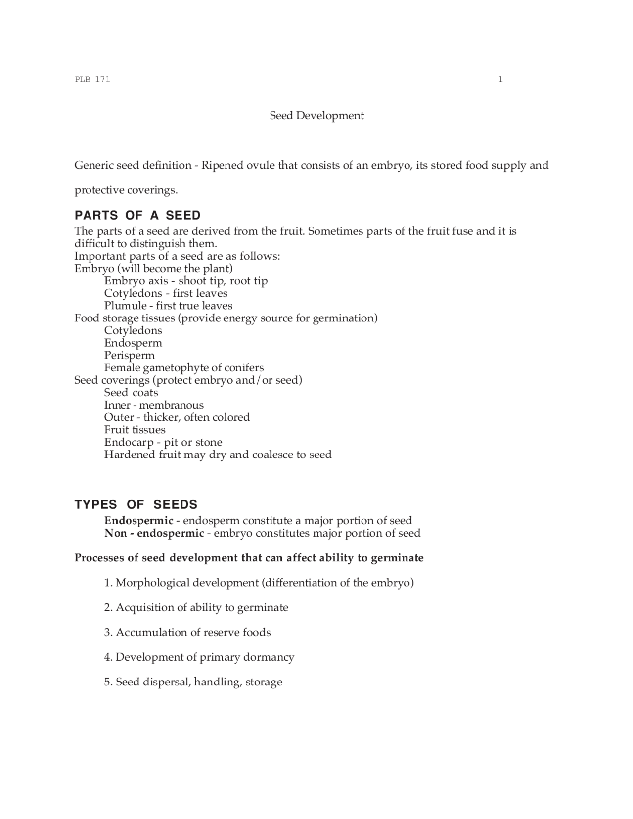 Seed Development Of Plant Propagation Final Exam Plb 171 Docsity