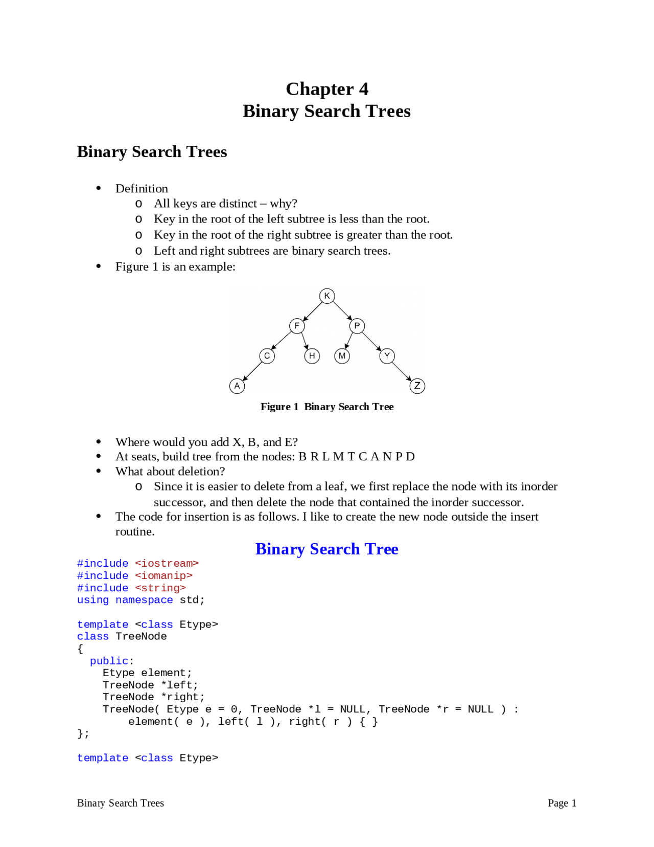 Binary Search Trees Algorithms And Data Structures Cs 2420 Docsity 1920