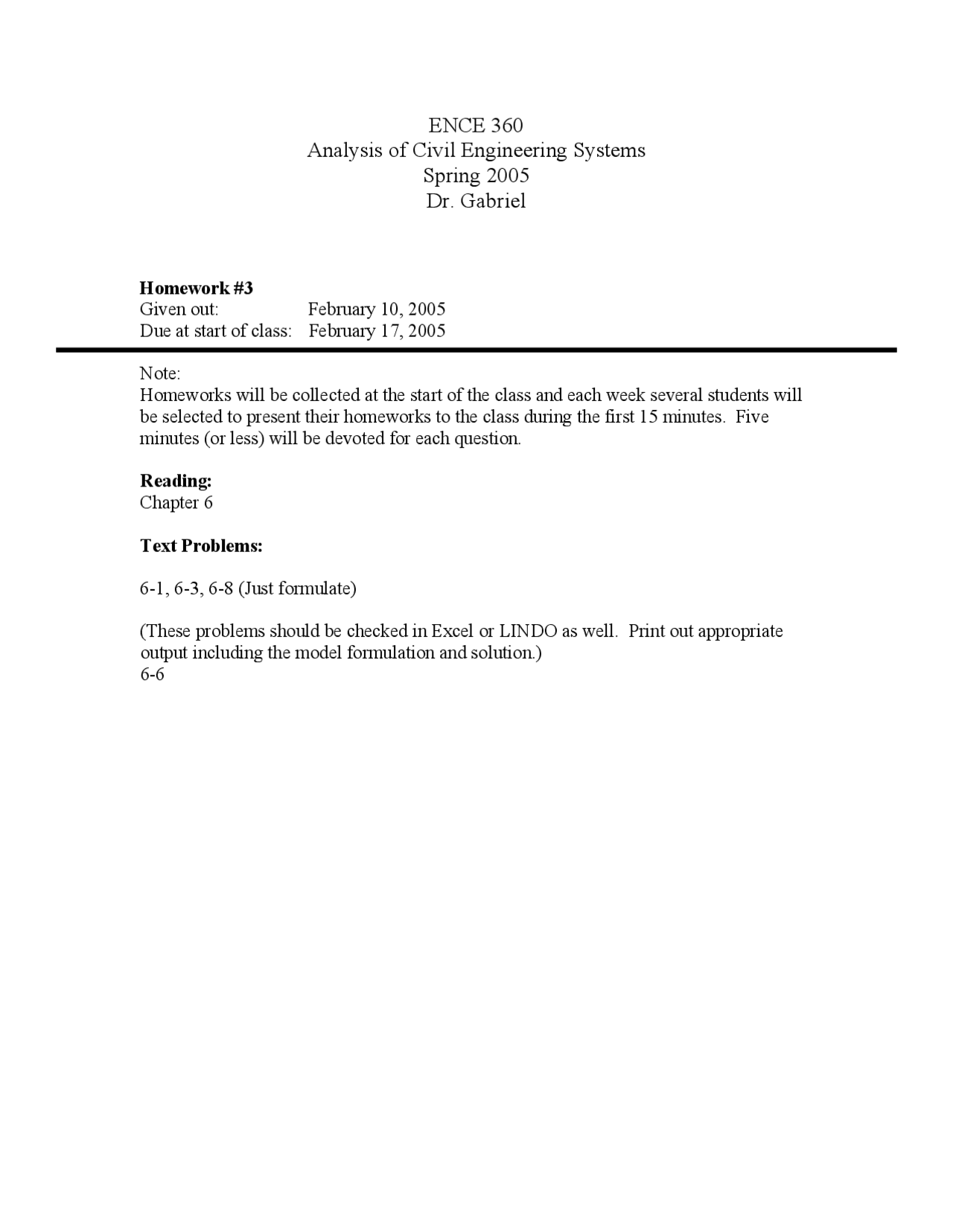 Homework 3 Analysis Of Civil Engineering Systems Ence 360 Docsity
