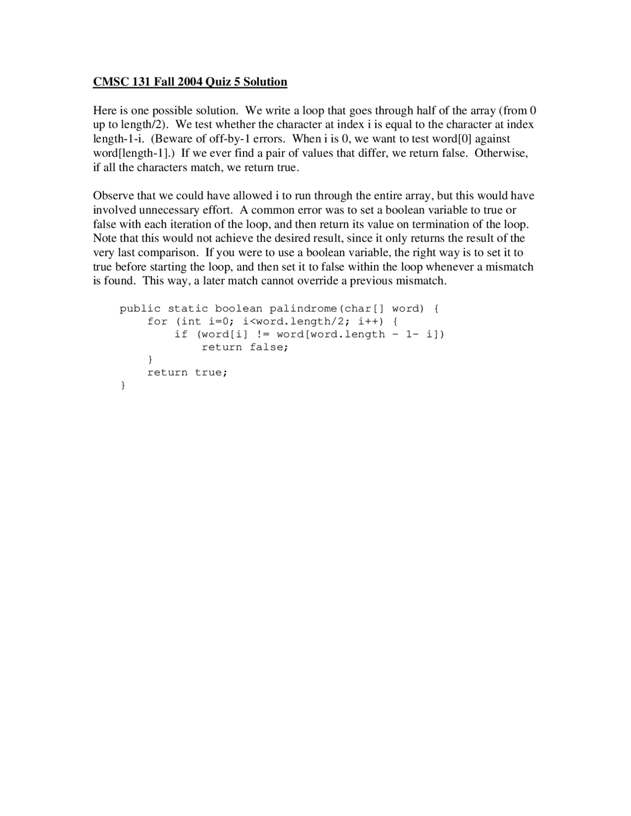 Quiz 5 Solutions For Object Oriented Programming I Cmsc 131 Docsity 2479