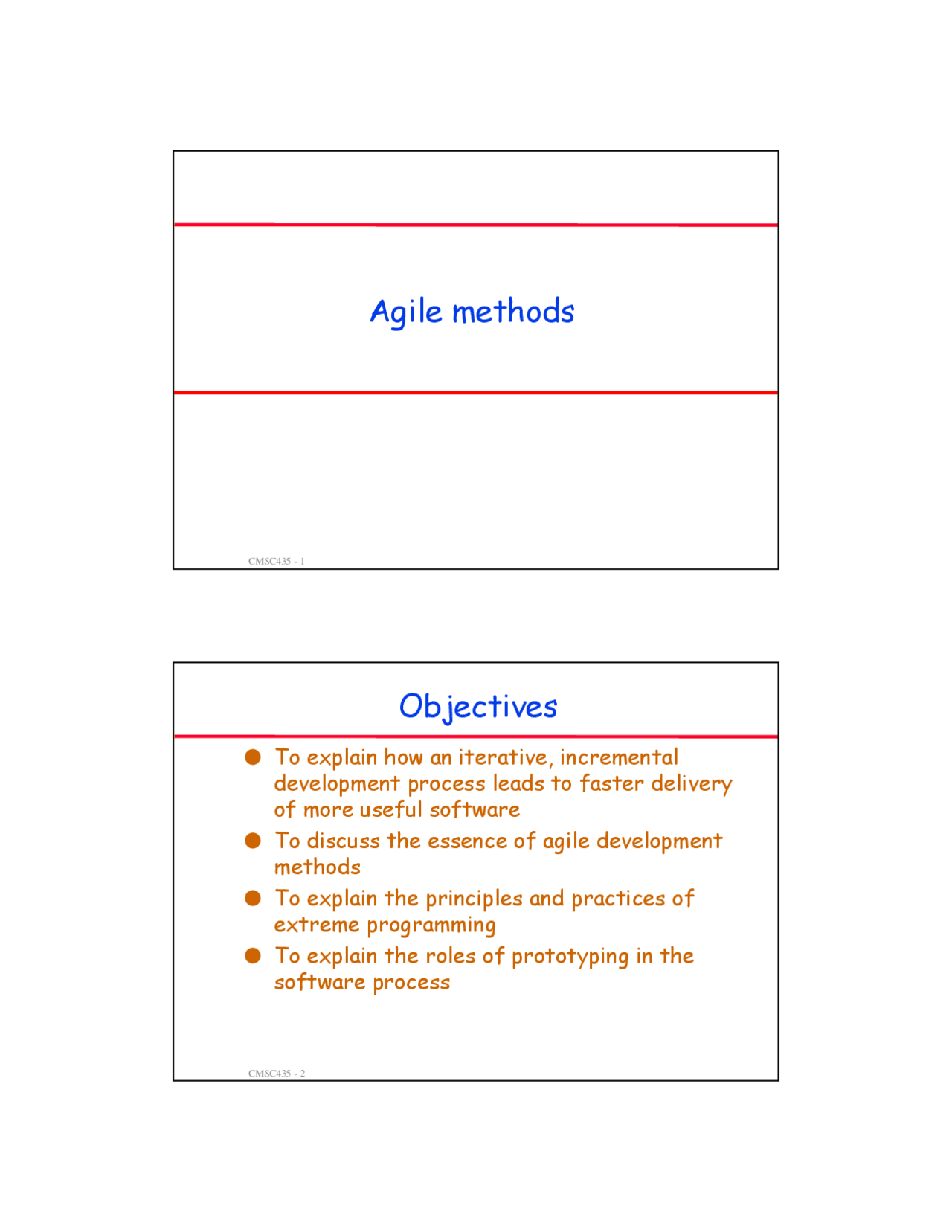 Agile Methods - Software Engineering - Lecture Slides | CMSC 435 - Docsity