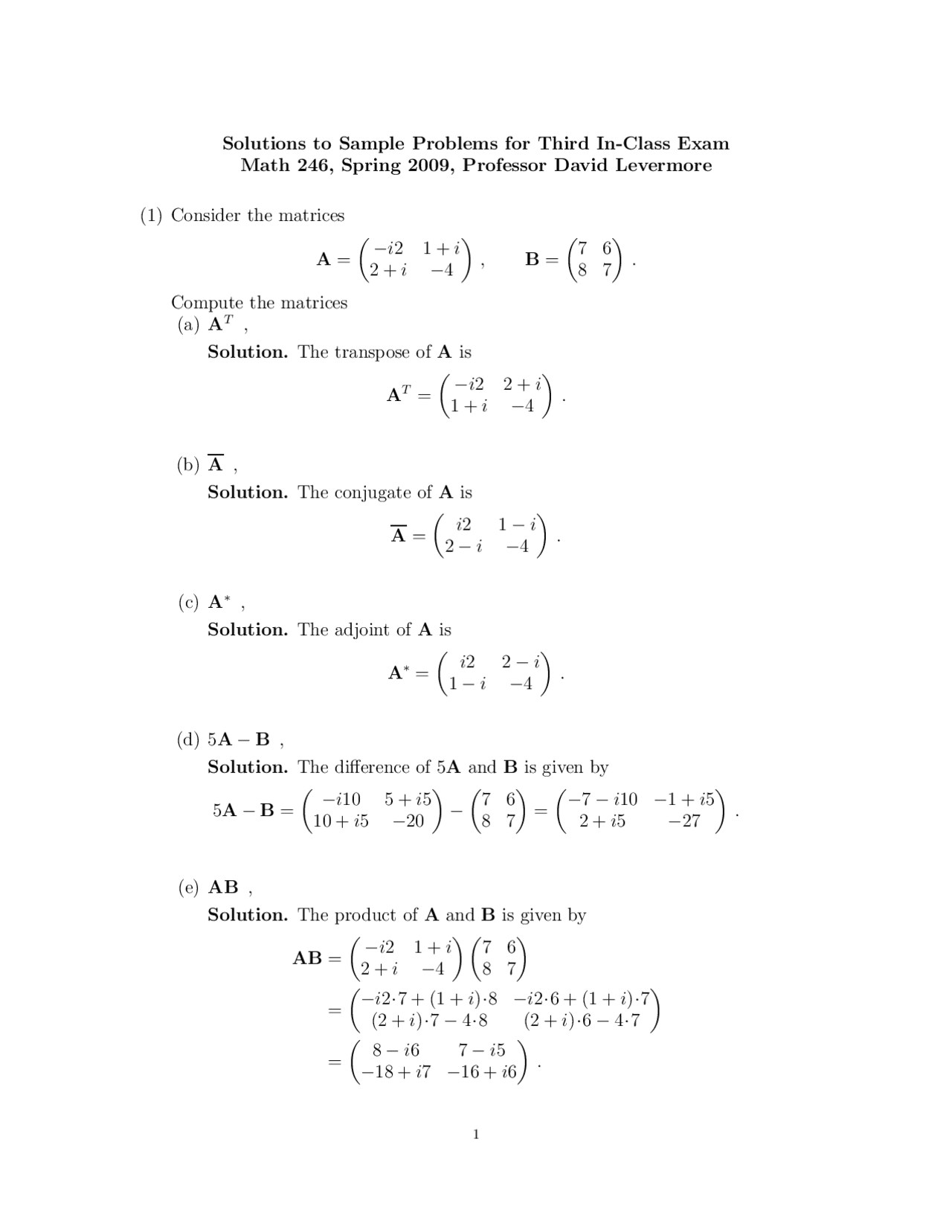 Solved Exam 3 Problems Differential Equations For Science And