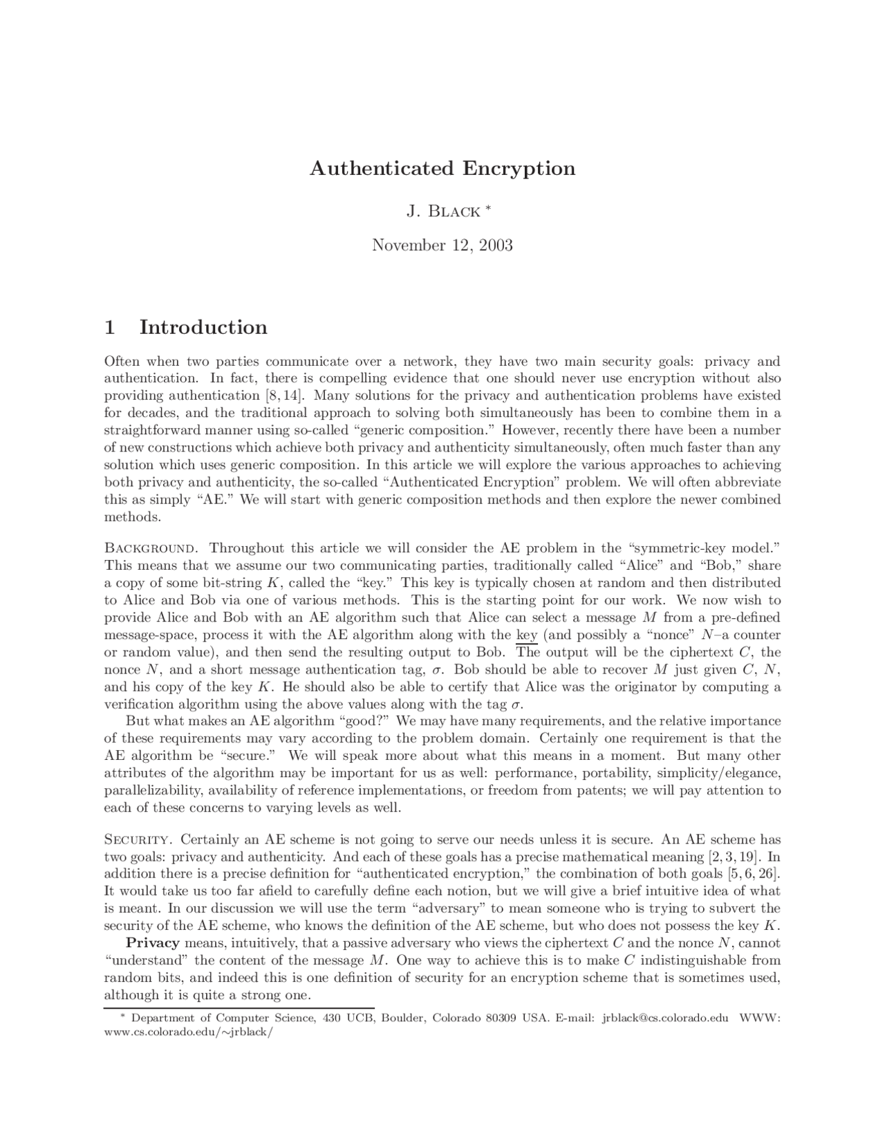 Authenticated Encryption Lecture Notes Ecs 227 Docsity