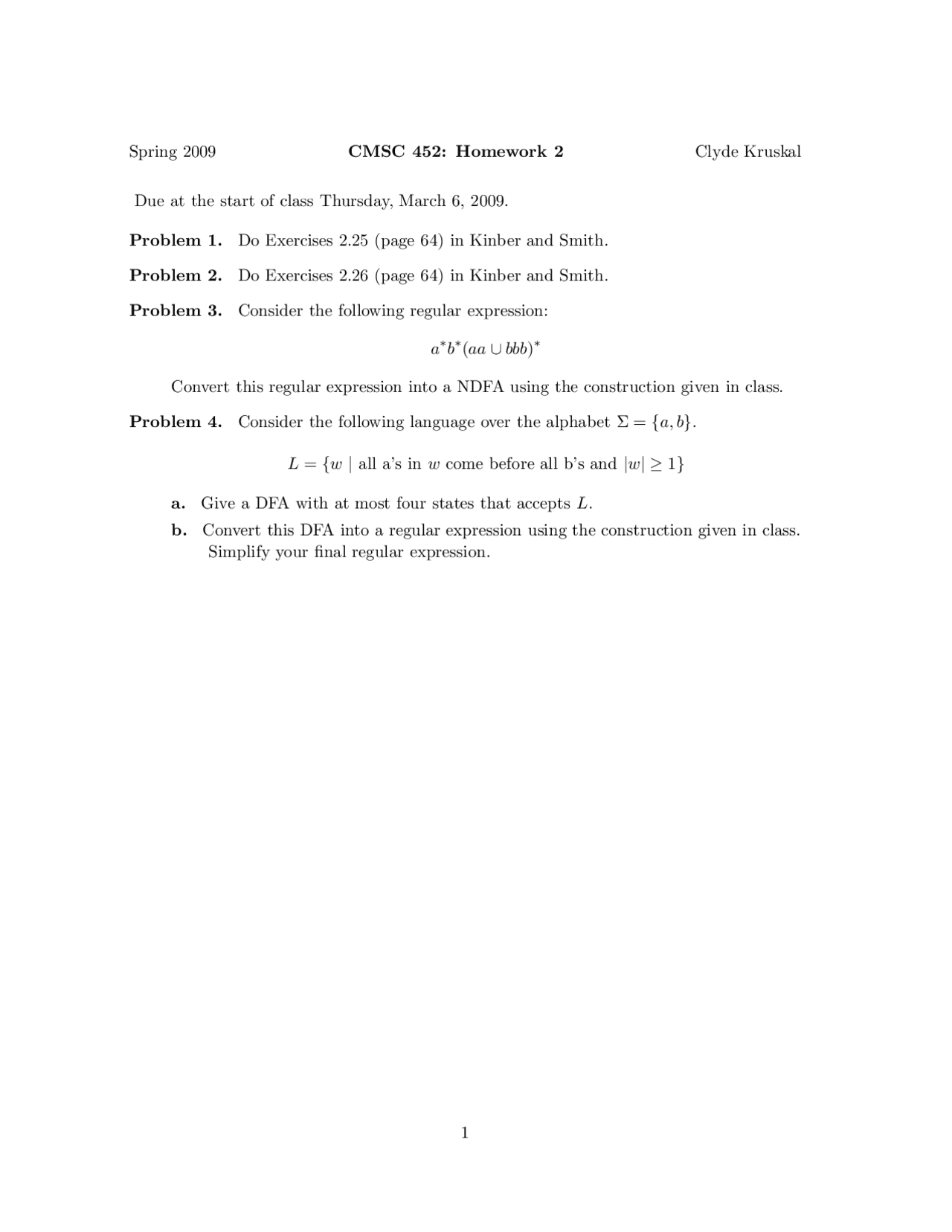 4 Problems to Find Regular Expressions of Elementary Theory | CMSC 452 ...
