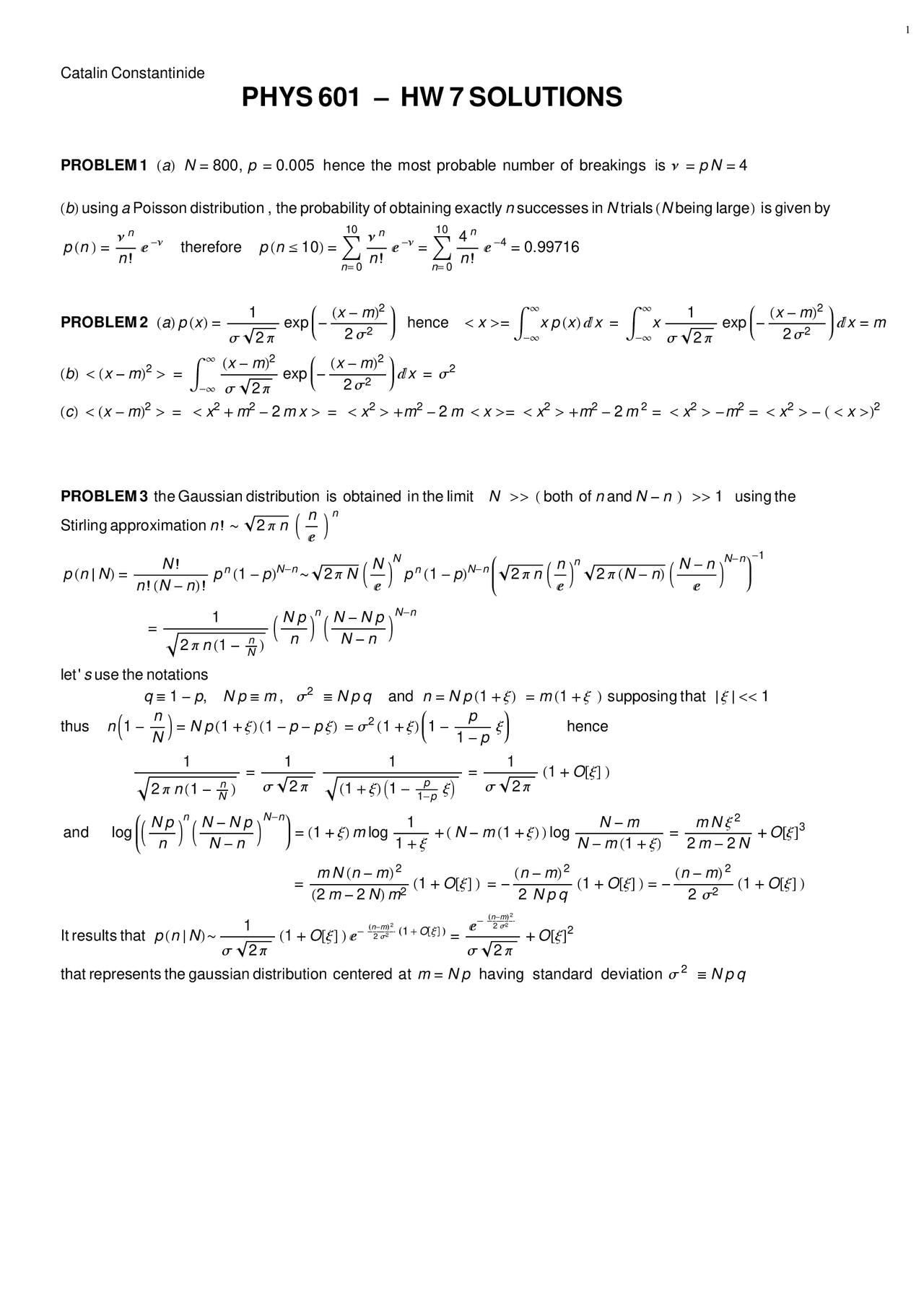 Solutions For Homework 7 Methods Of Theoretical Physics Ii Phys