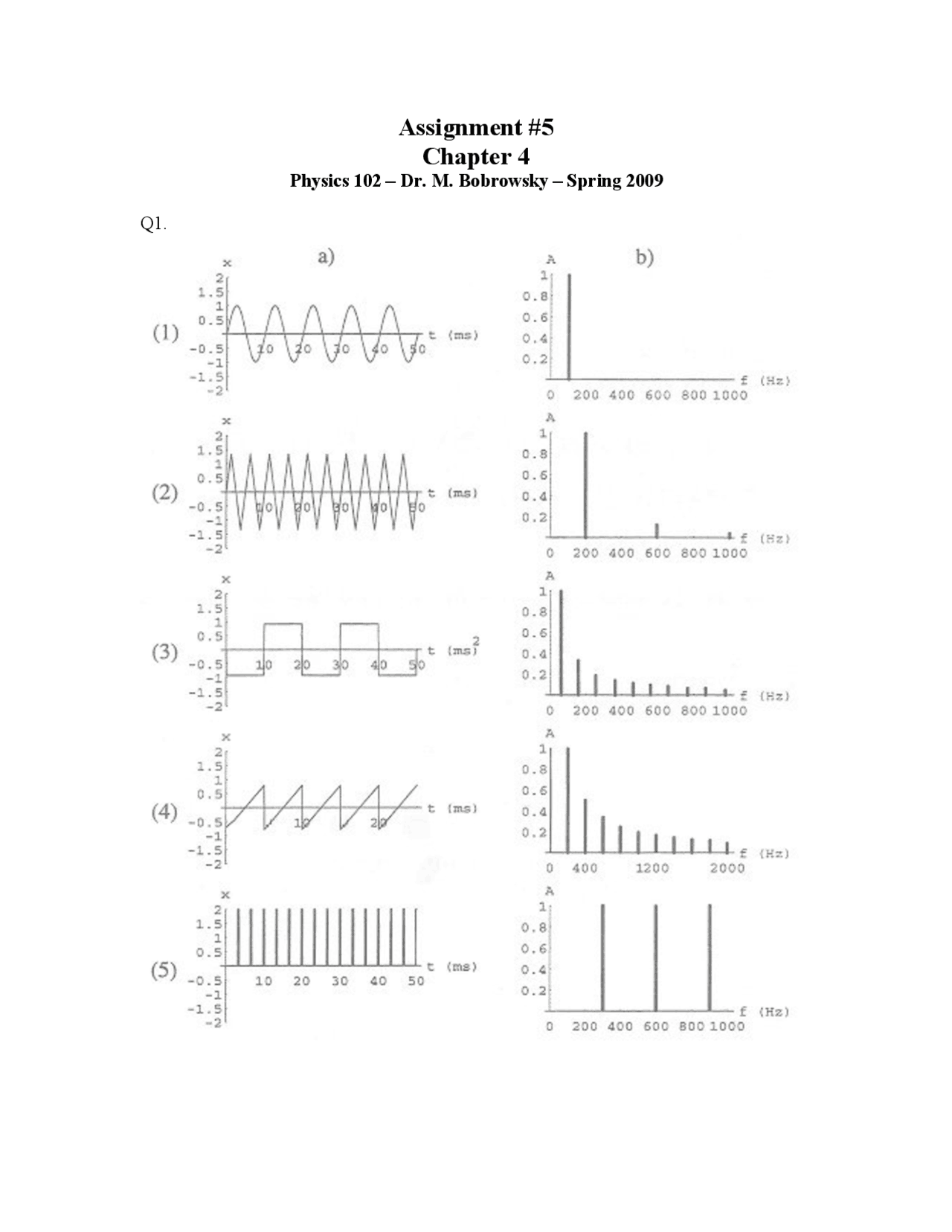 4 Questions On Music Of Physics Assignment 5 Phys 102 Docsity