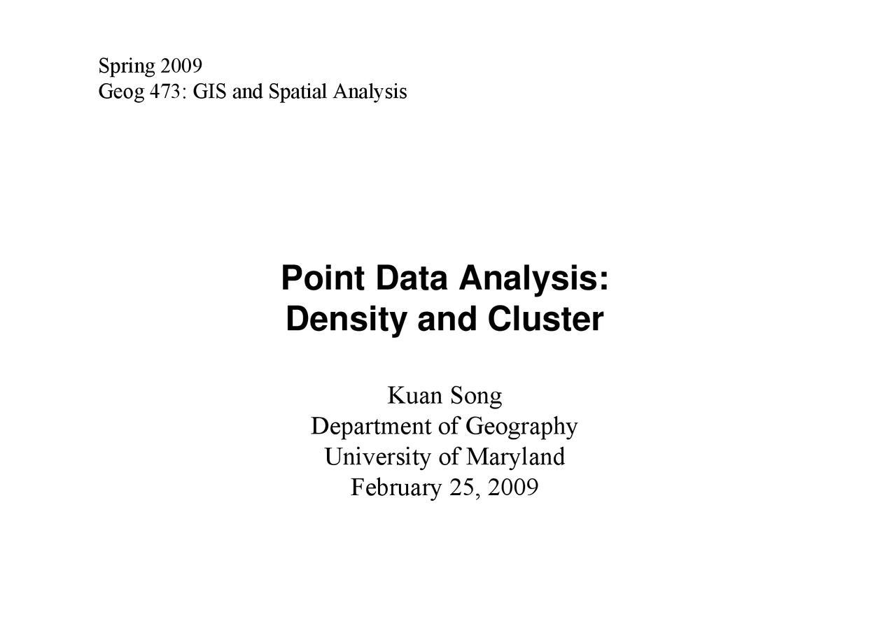Point Data Analysis Density And Cluster Lecture Slides Geog 473