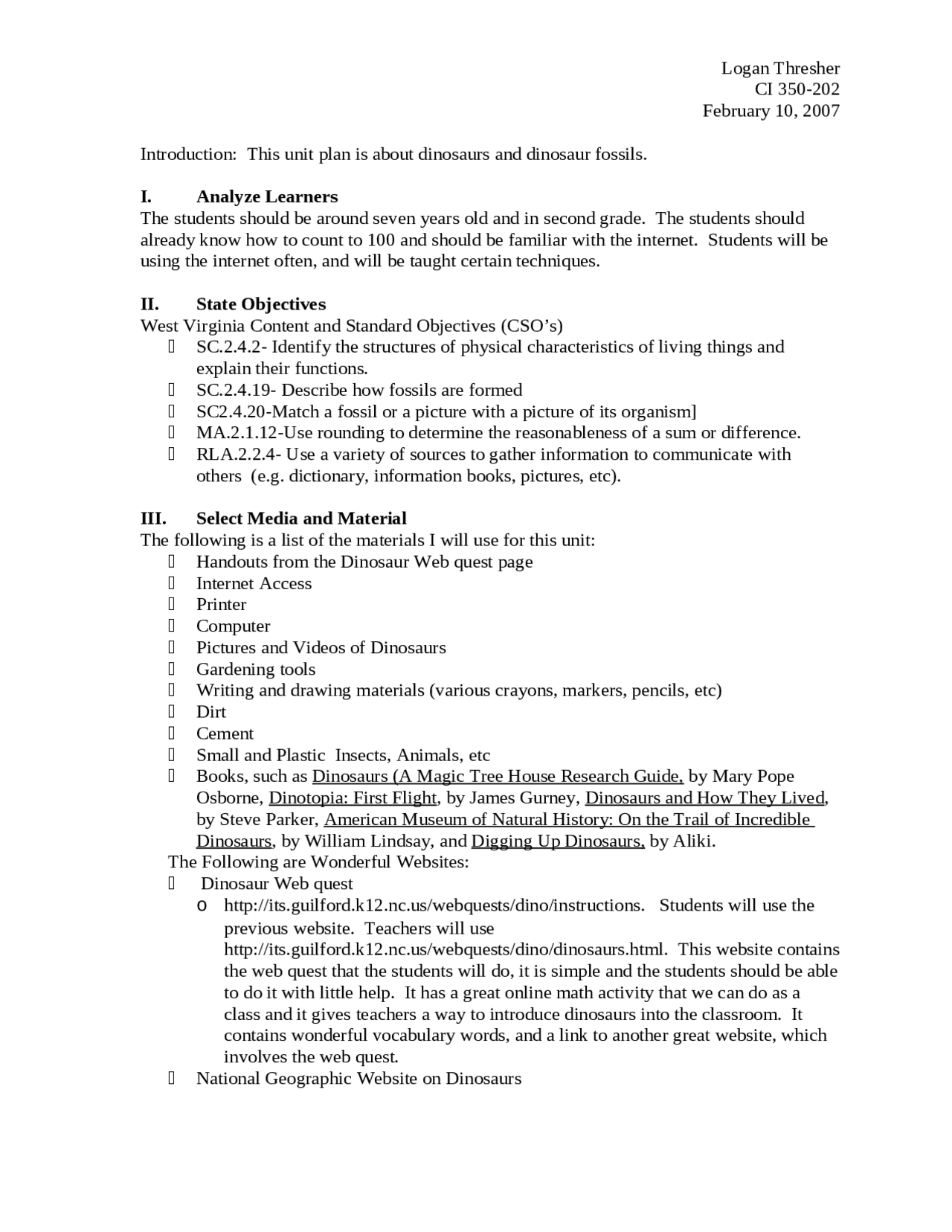Notes On Dinosaurs And Dinosaur Fossils Ci 350 Docsity