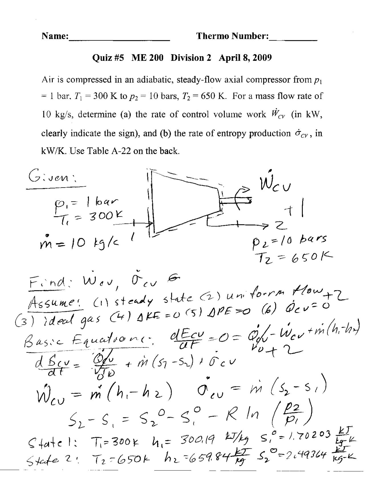 Solved Questions Quiz 5 Thermodynamics I Me 20000 Docsity