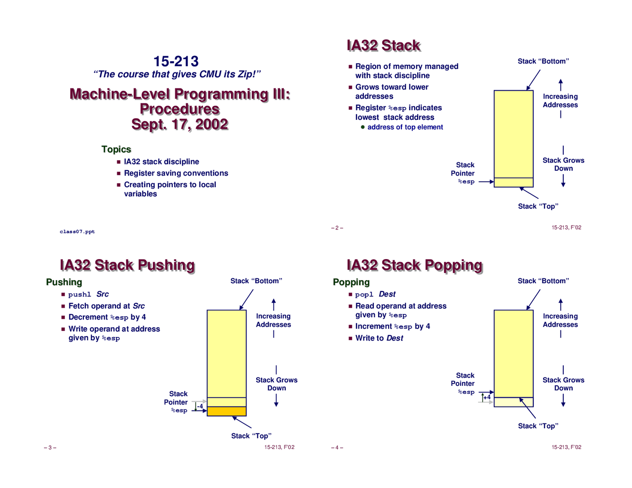 Stack Machine Level Programming Iii Amsc 662 Docsity