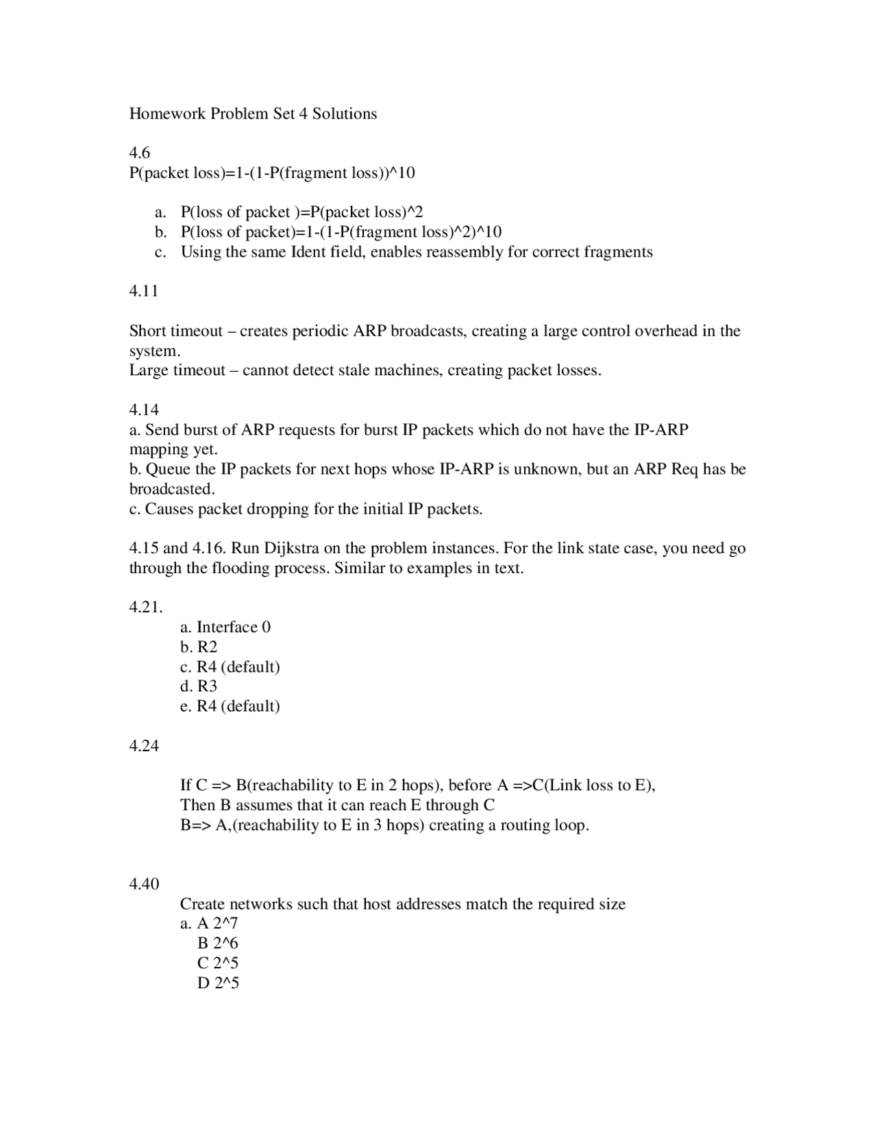 Communication Networks Solved Homework 4 Enee 426 Docsity
