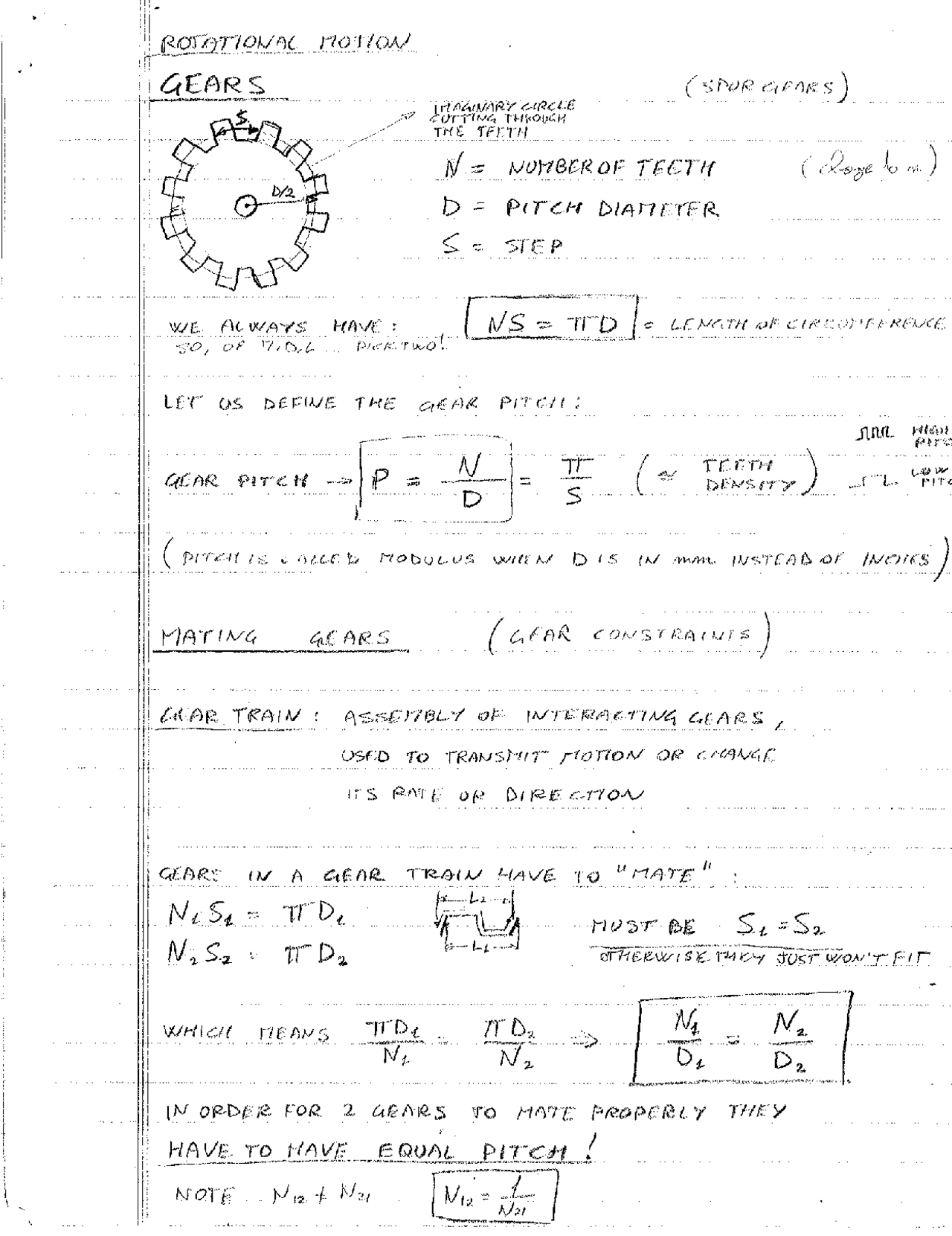 Handwritten Notes On Rotational Motion Mechatronics Mae 211 Docsity