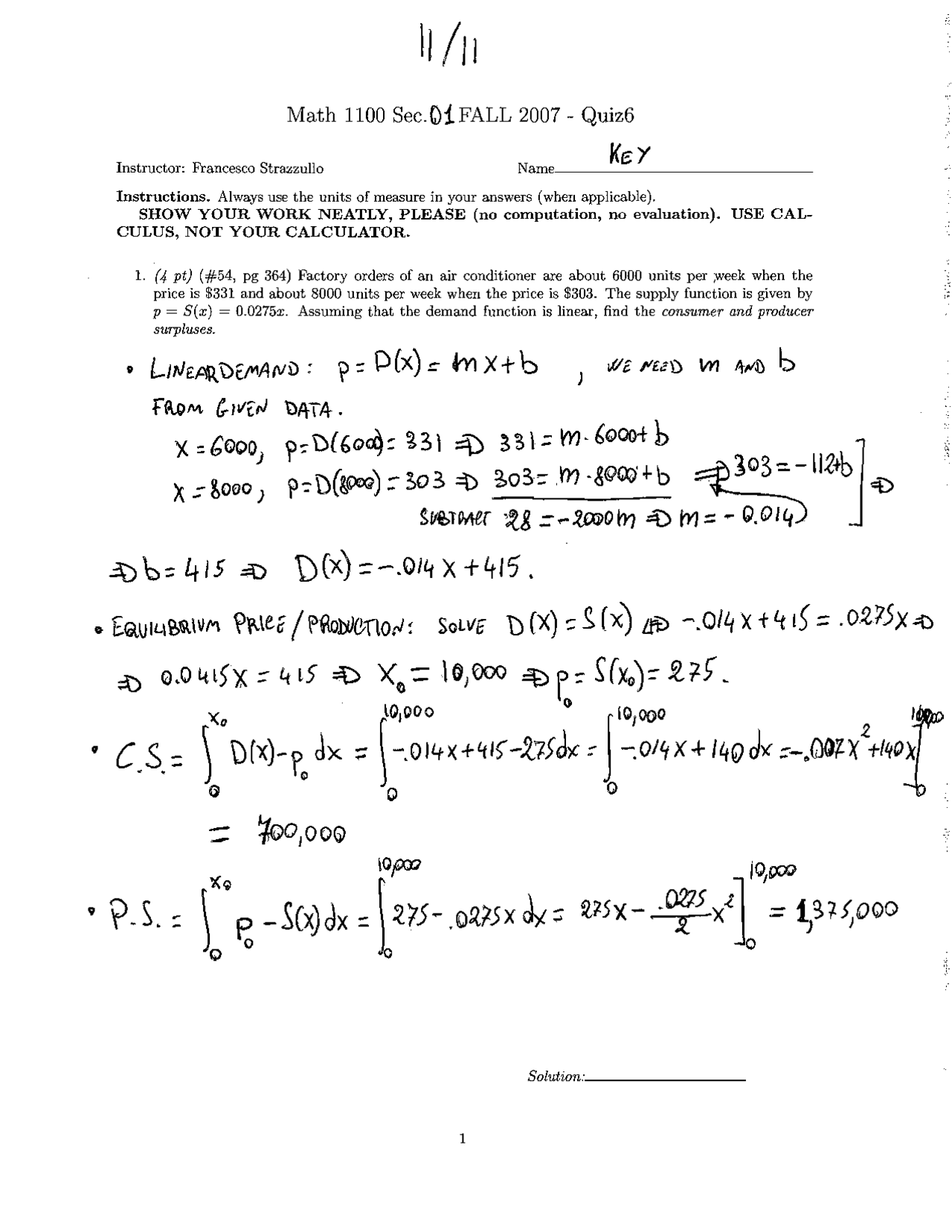 3 Solved Problems To Find The Functions Quiz 6 Math 1100 Docsity