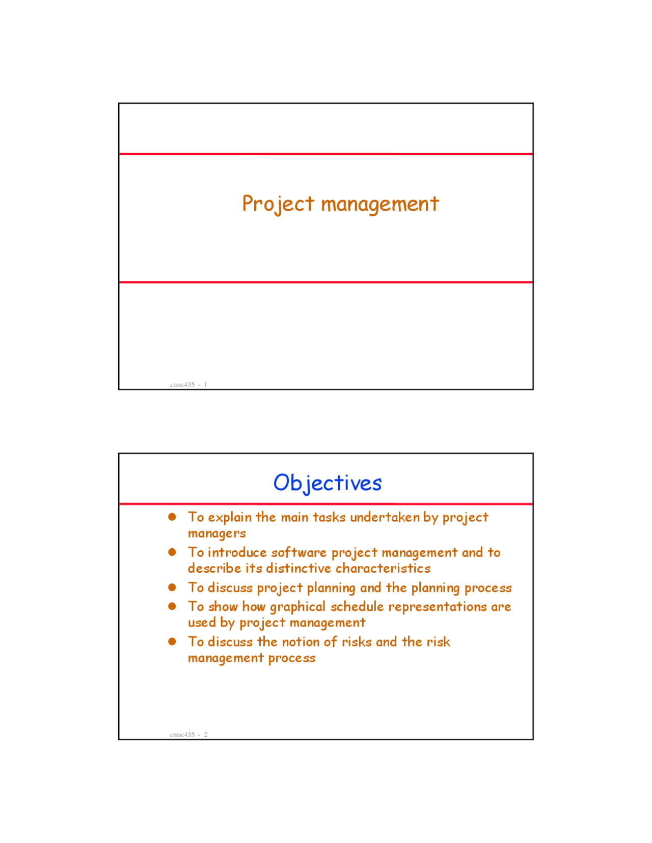 Project Management Lecture Slides Cmsc 435 Docsity