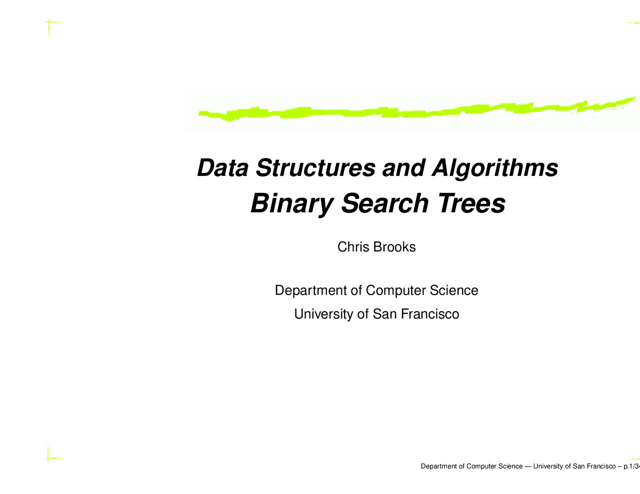 Binary Search Trees Lecture Slides Cs 245 Docsity