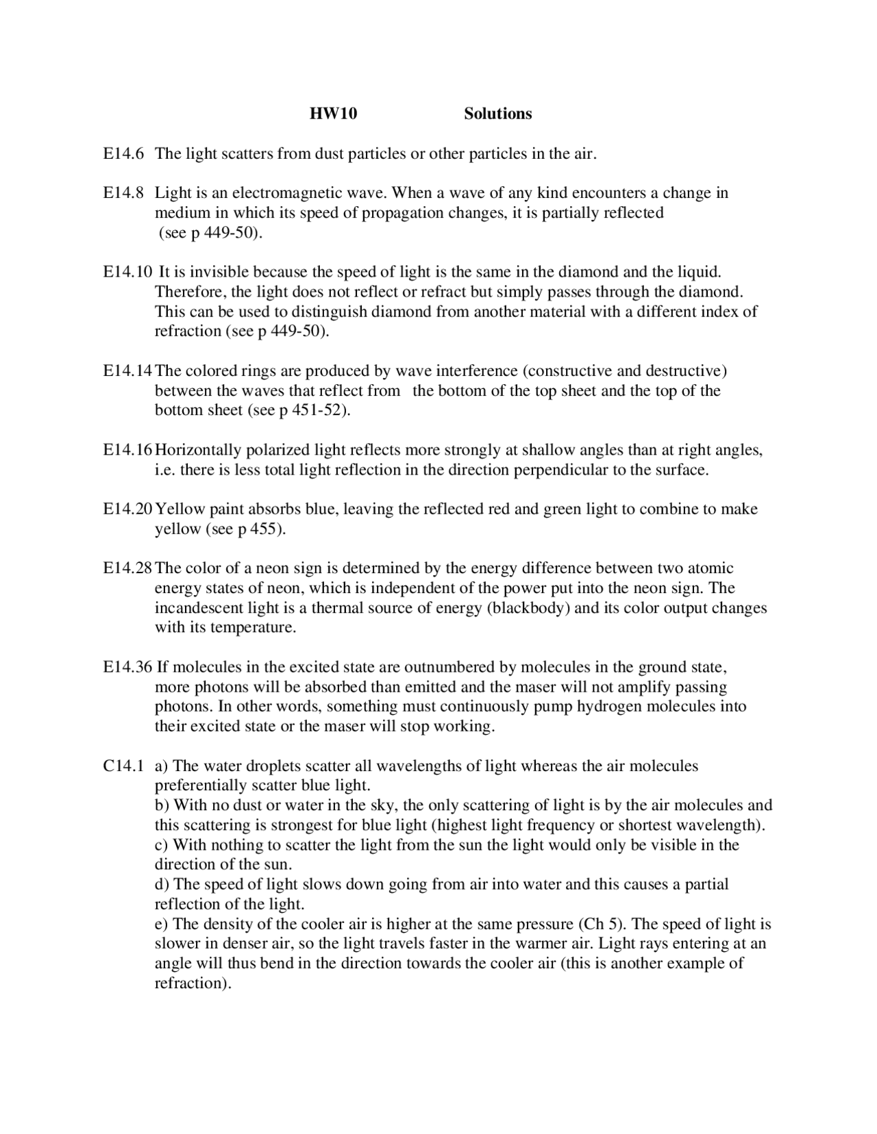 Homework 10 Solutions For How Things Work Phys 104 Docsity