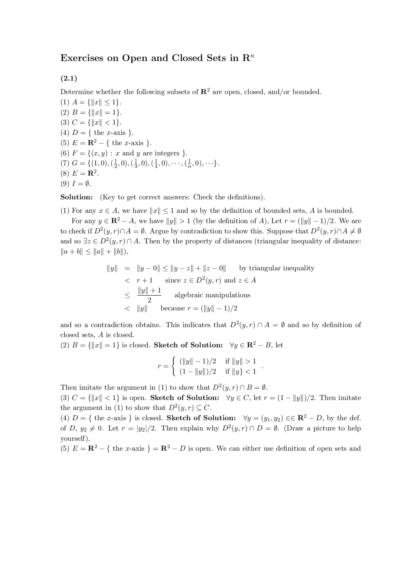 Open and Closed Sets in R - Introduction to Analysis and Topology | MATH 381 - Docsity