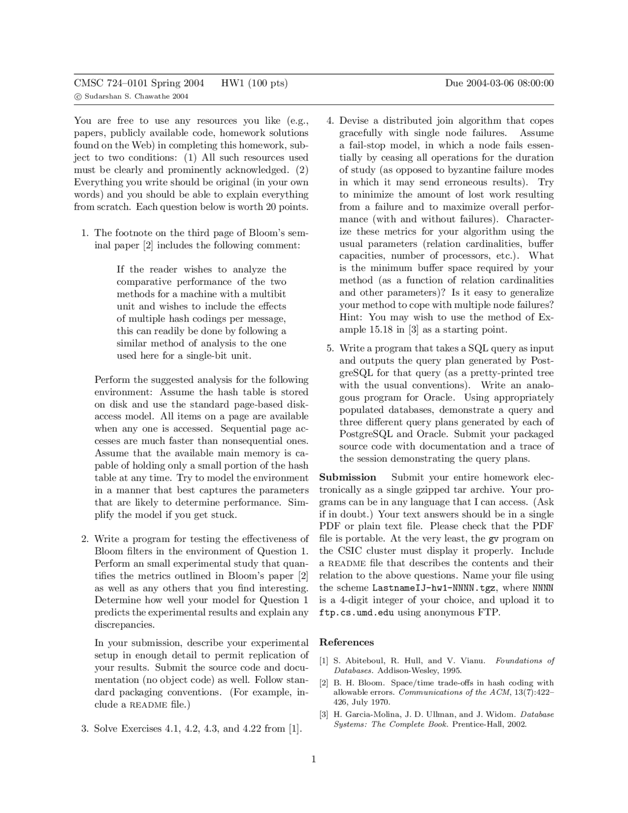 Homework 1 Practice Database Management Systems Cmsc 724 Docsity