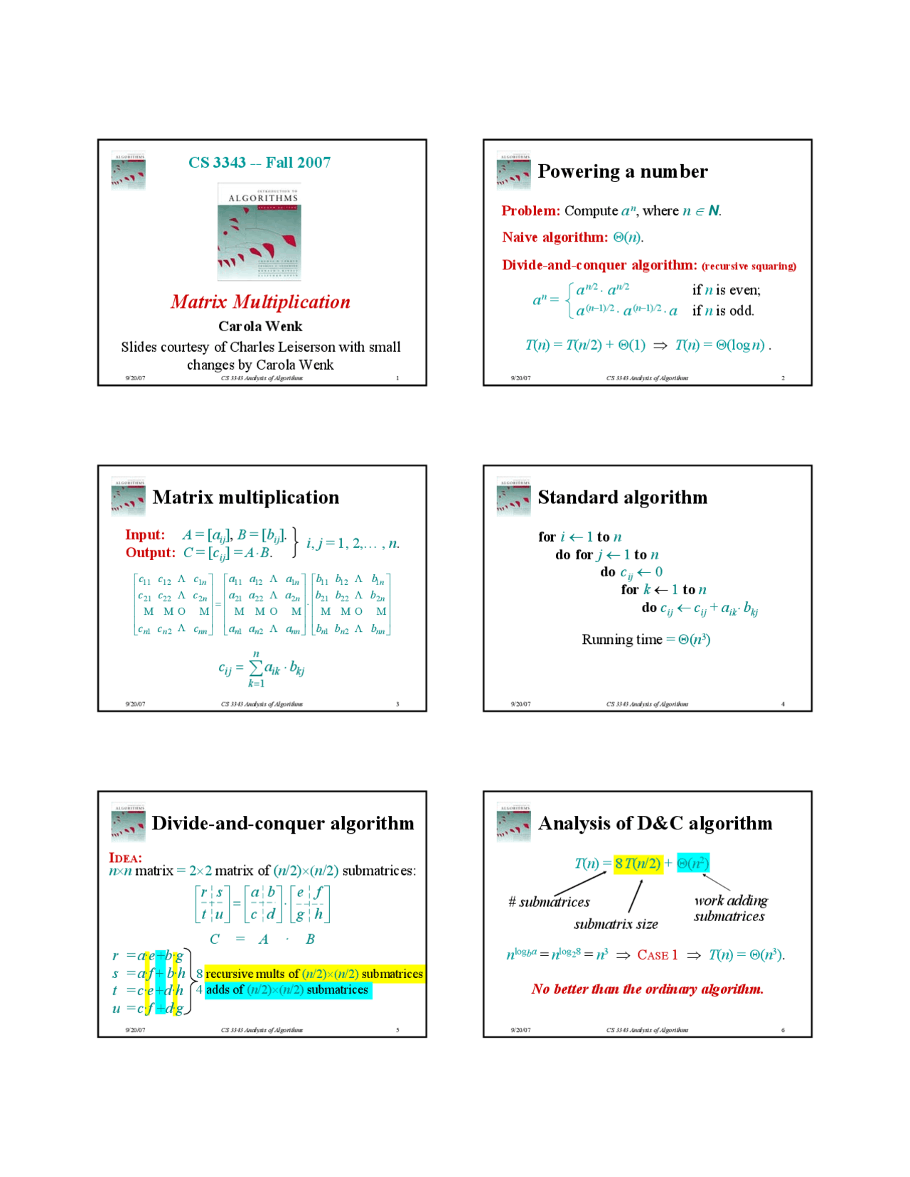 Matrix Multiplication Lecture Slides Cs 3343 Docsity