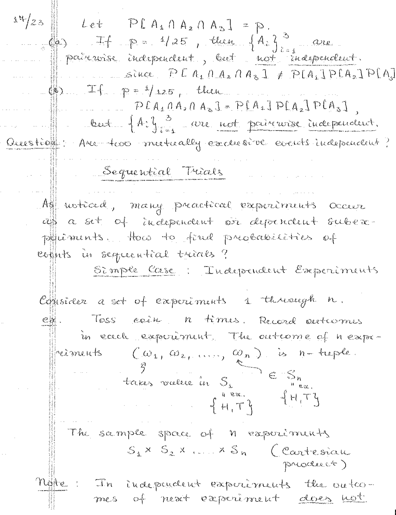 Sequential Trials - Handwritten Notes | EE 513 - Docsity