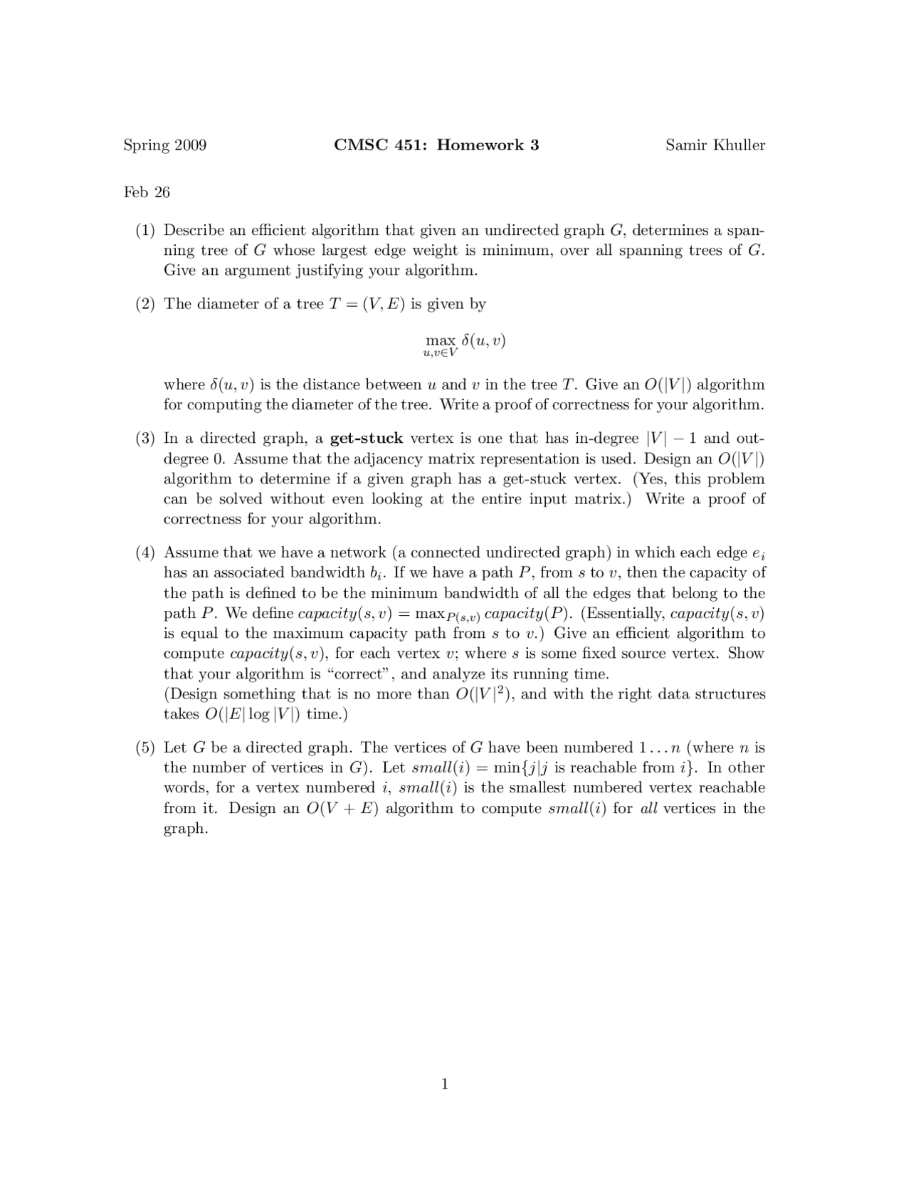 5 Solved Questions On Algorithmic Graphs Assignment 3 Cmsc 451
