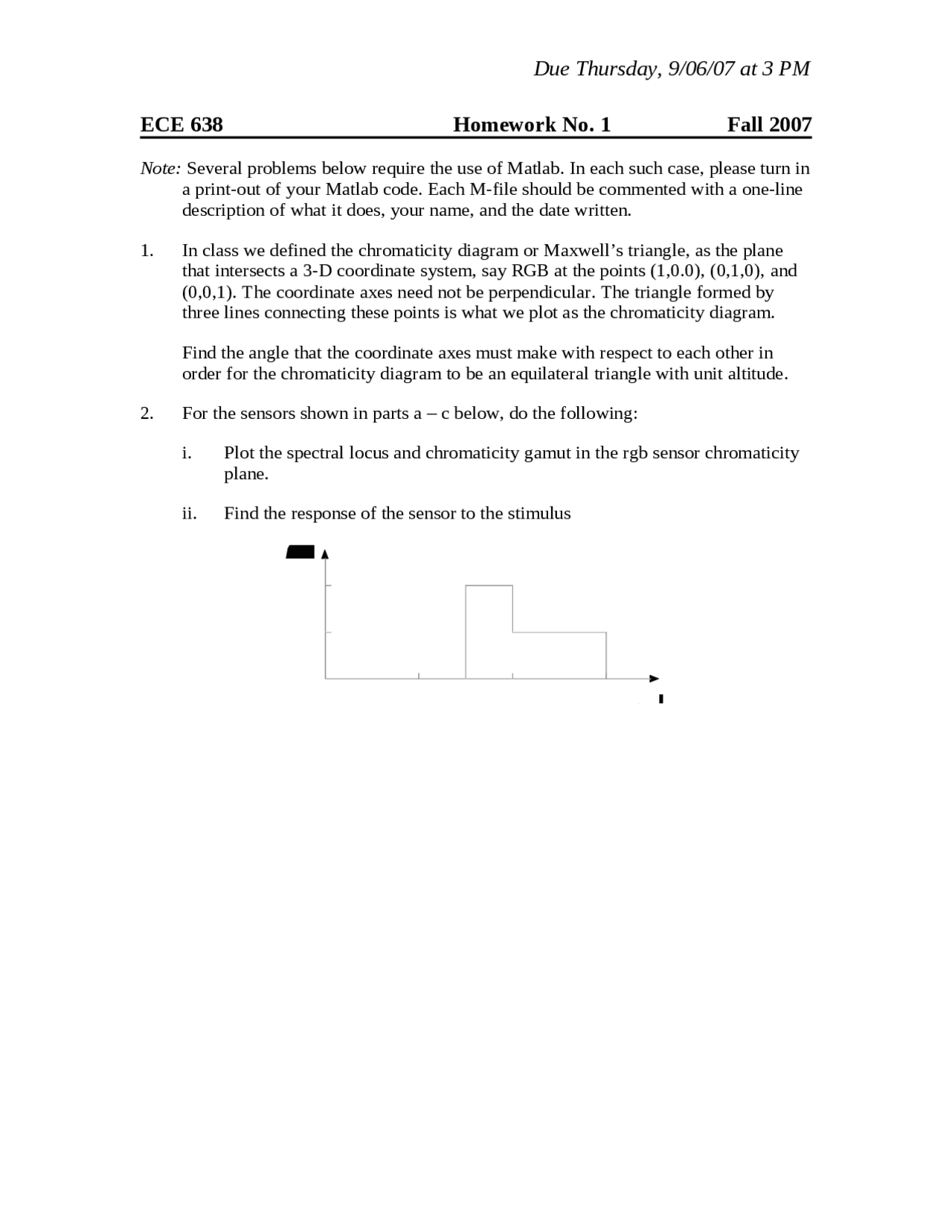 4 Problems On Digital Color Imaging Systems Homework Set 1 Ece