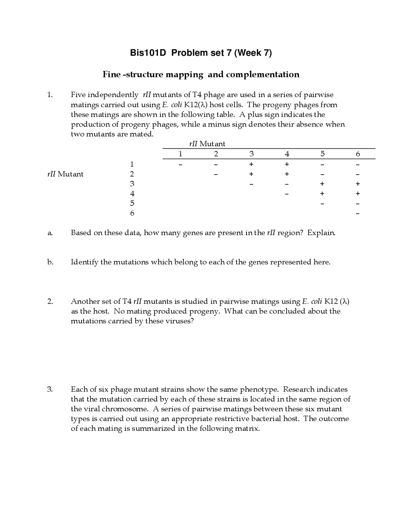 Fine Structure Mapping and Complementation - Problem Set 7 | BIS 101 ...