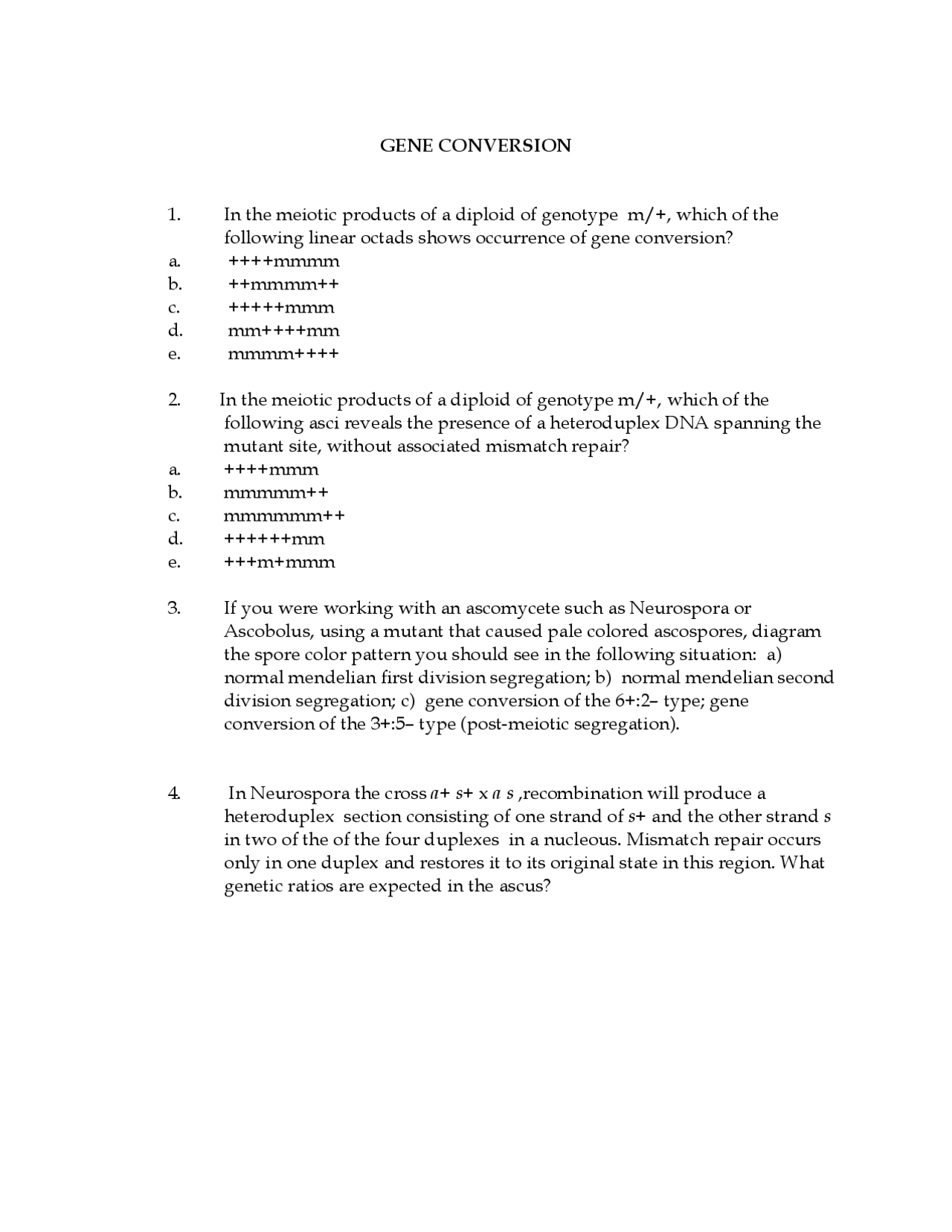 Gene Conversion Genes And Gene Expression Bis 101 Docsity