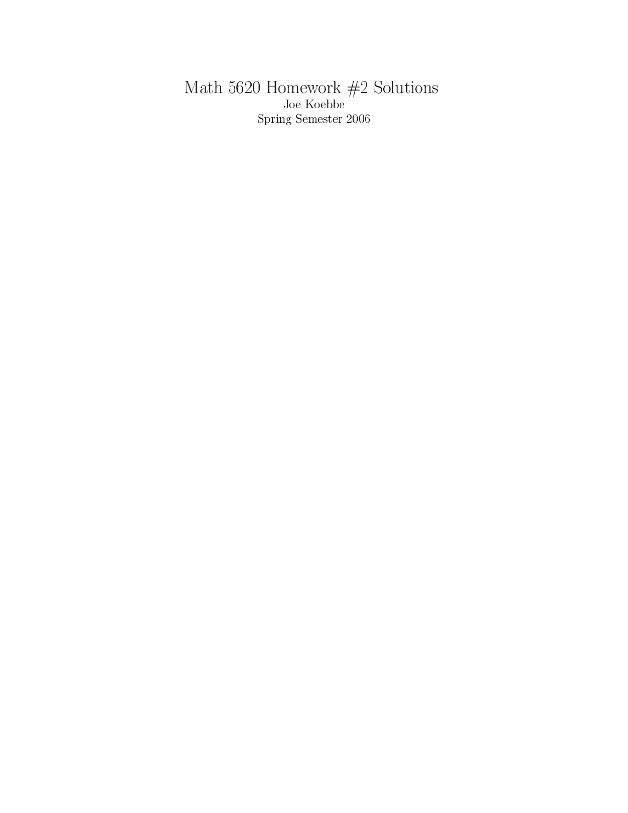 Homework 2 With Solutions For Numerical Solution Of Differential