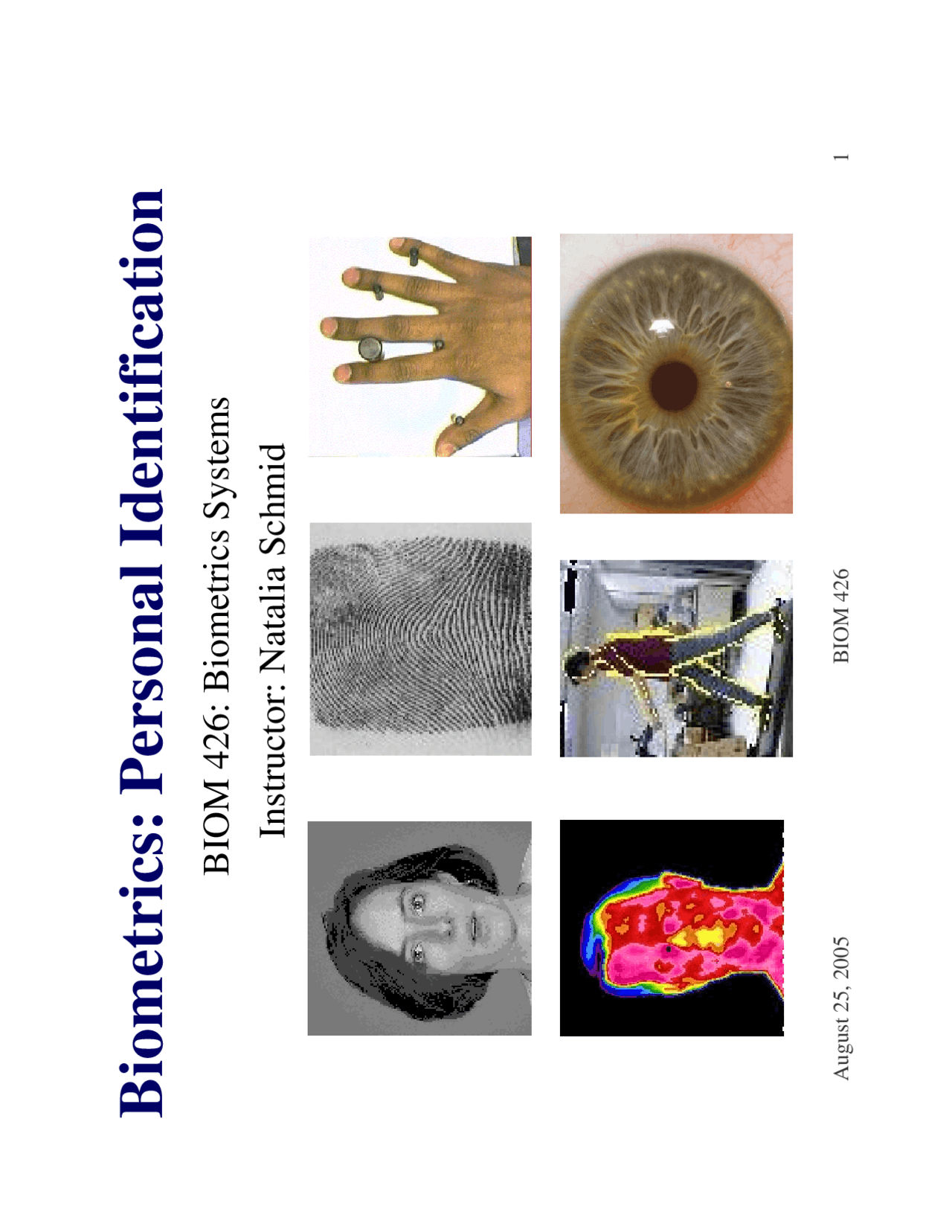Biometrics Personal Identification Biom 426 Docsity