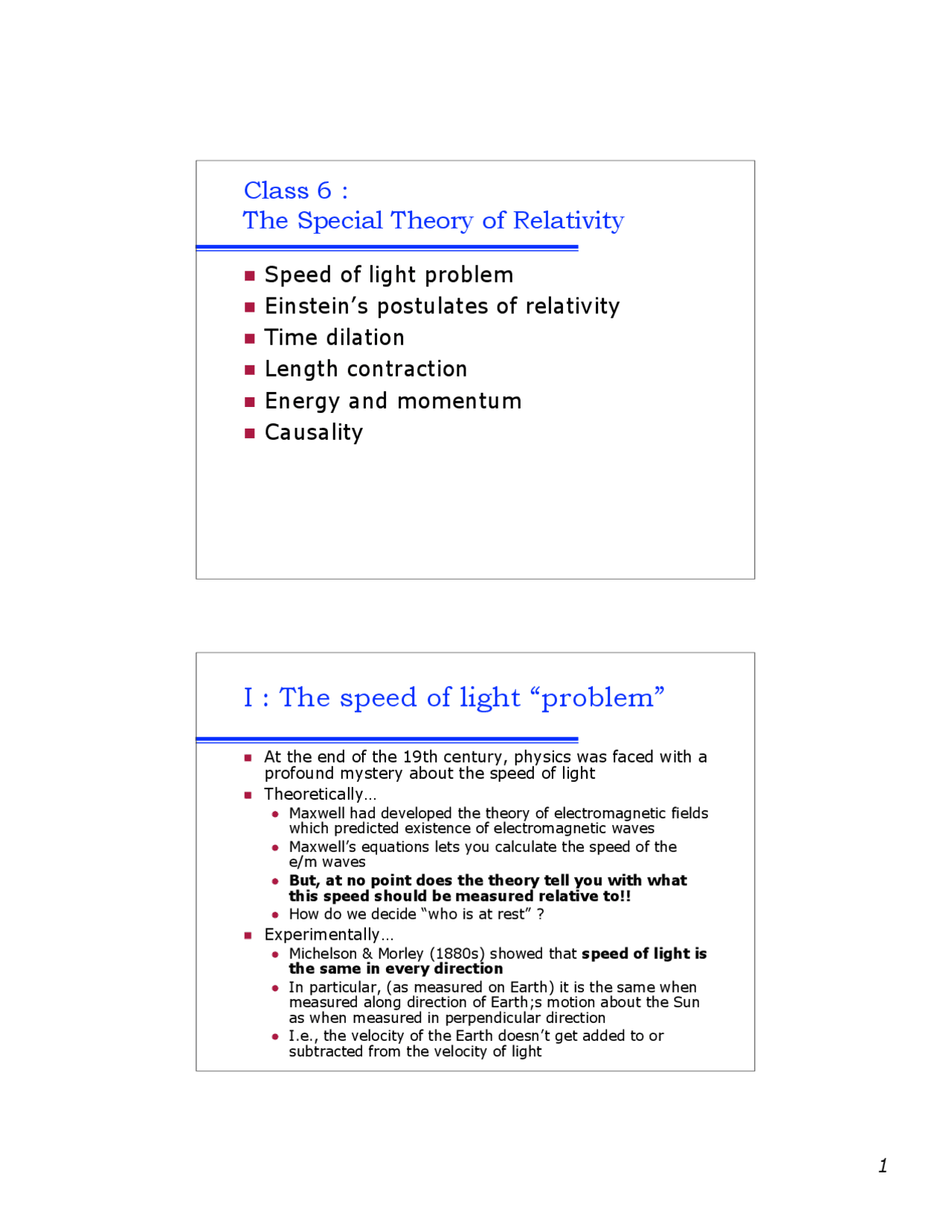 The Special Theory Of Relativity Lecture Slides Astr 121 Docsity