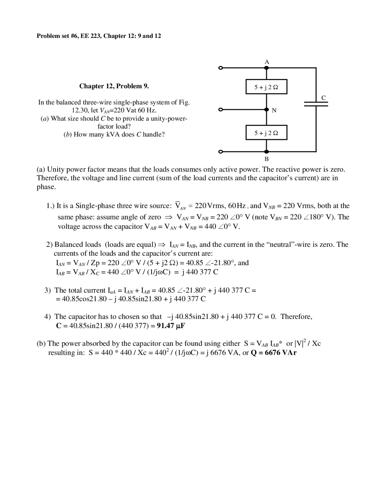 Problem Set 6 with Answer Key for Electrical Circuits | EE 223 - Docsity