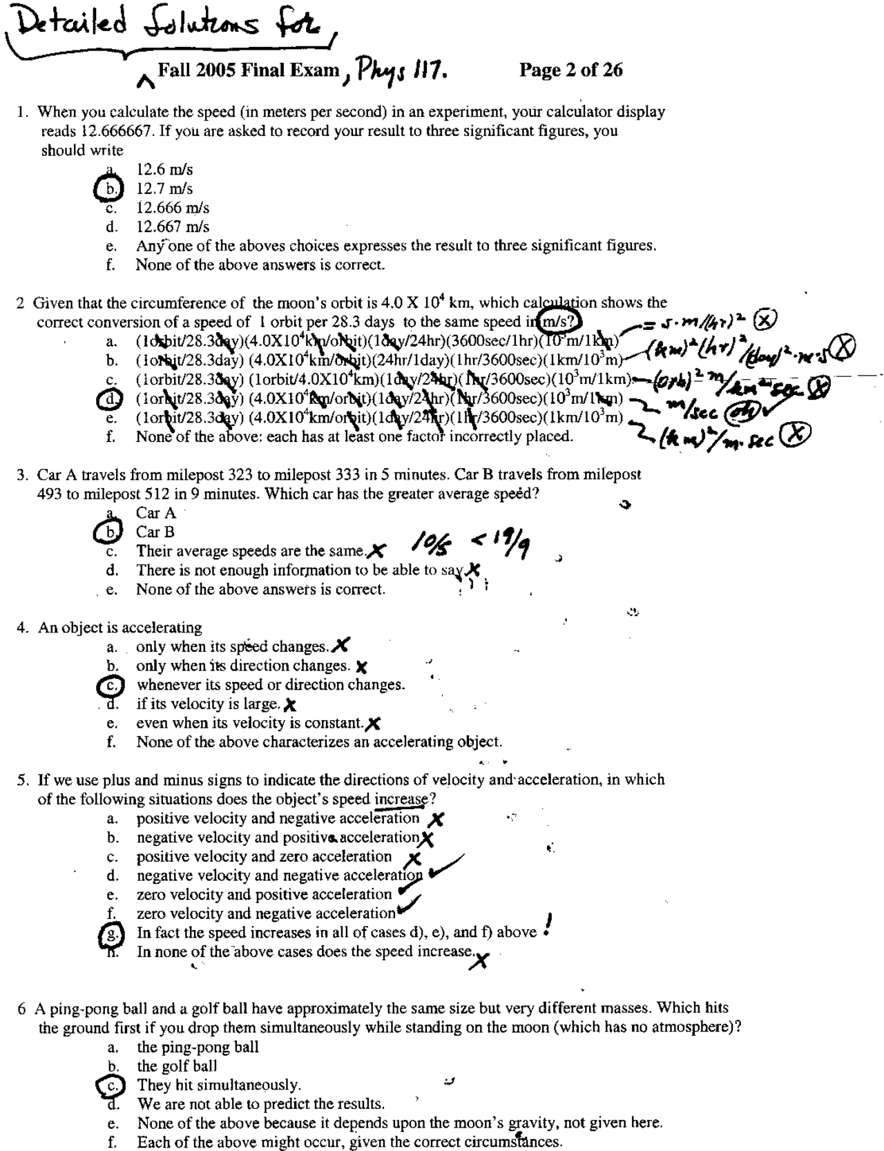 Solved Final Exam For Introduction To Physics Phys 117 Docsity