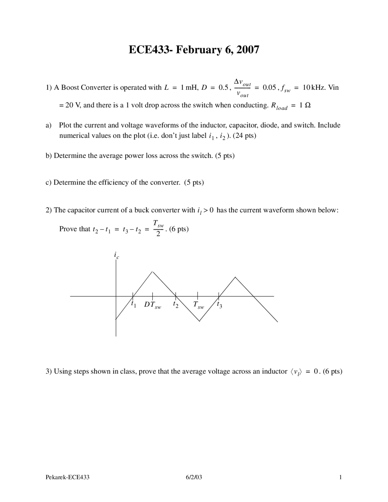 6 Unsolved Questions Of Power Electronics Ece 43300 Docsity