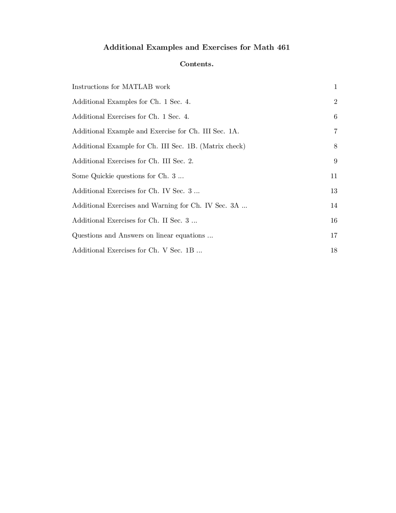 Instructions For Matlab Work Linear Algebra Scientists And Engineers