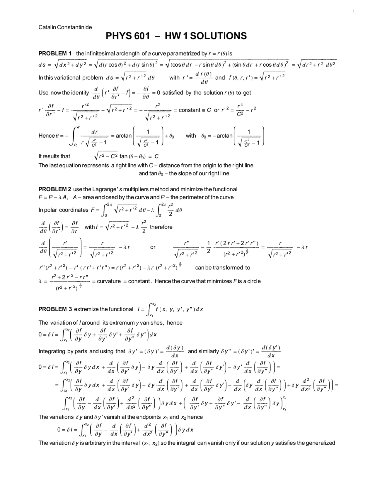 Solutions Assignment 1 Methods Of Theoretical Physics Ii Phys 60100
