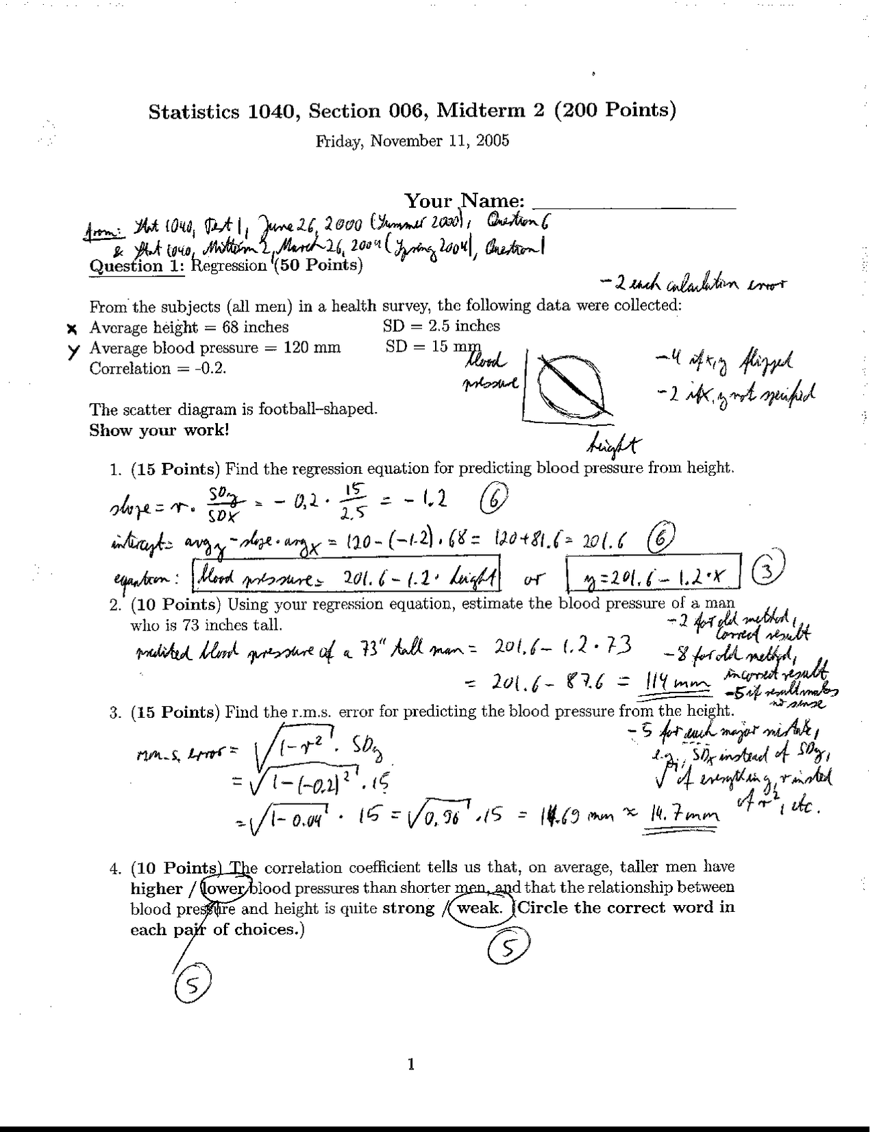 Resolution Of Midterm 2 Introduction To Statistics Fall 2006 Stat