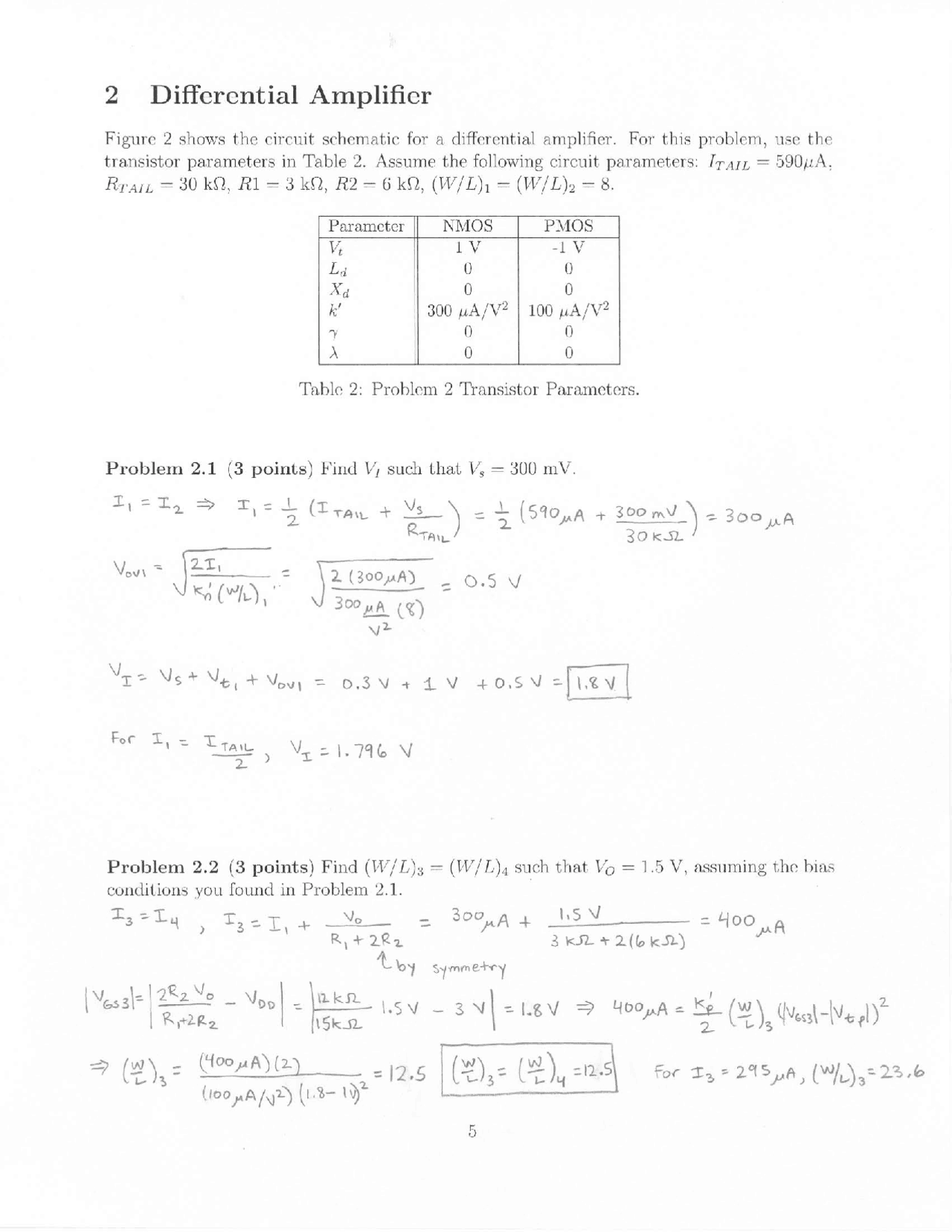 Differential Amplifier Analog Circuit Design Solved Problems Eec