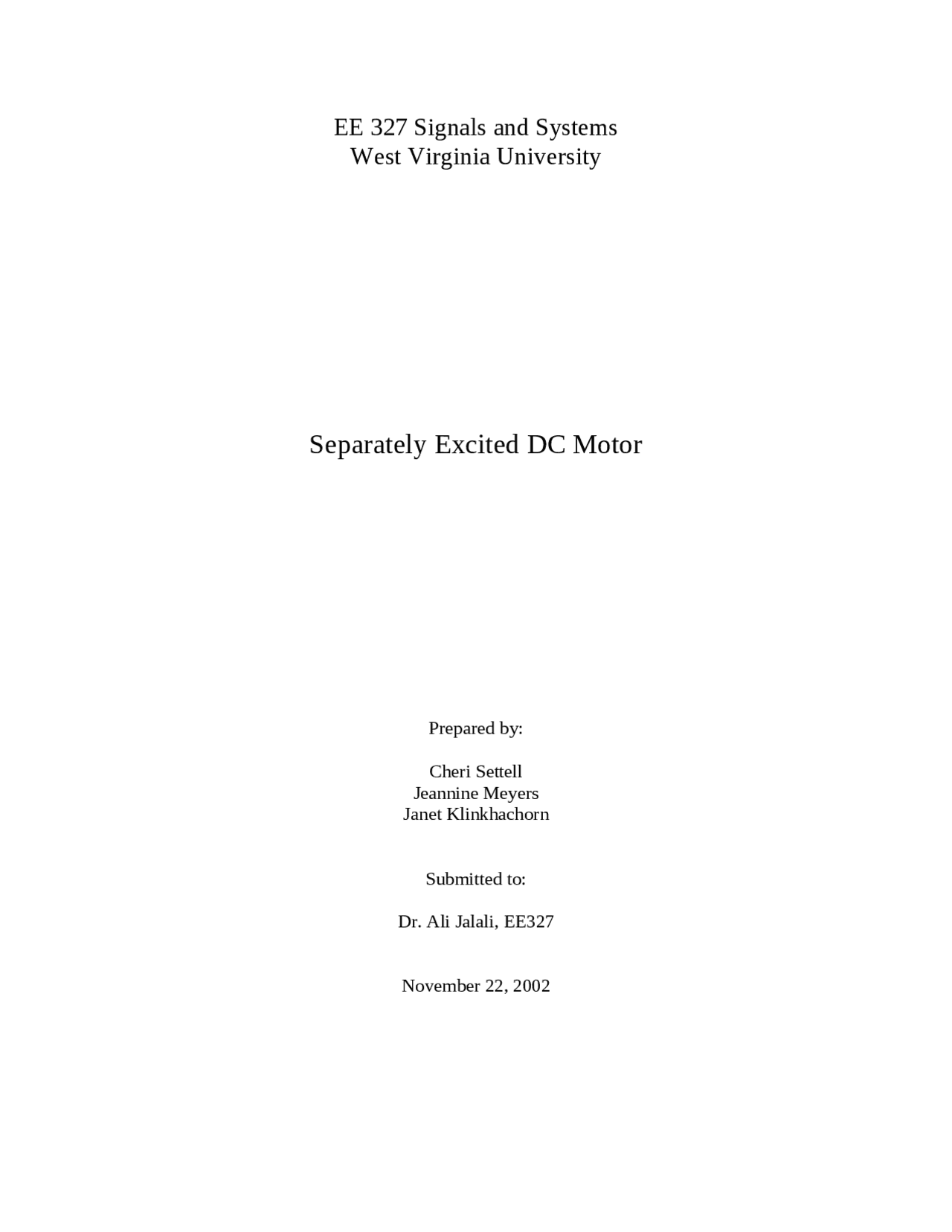 An Introduction To Separately Excited Dc Motor Paper 3 Ee 327 Docsity