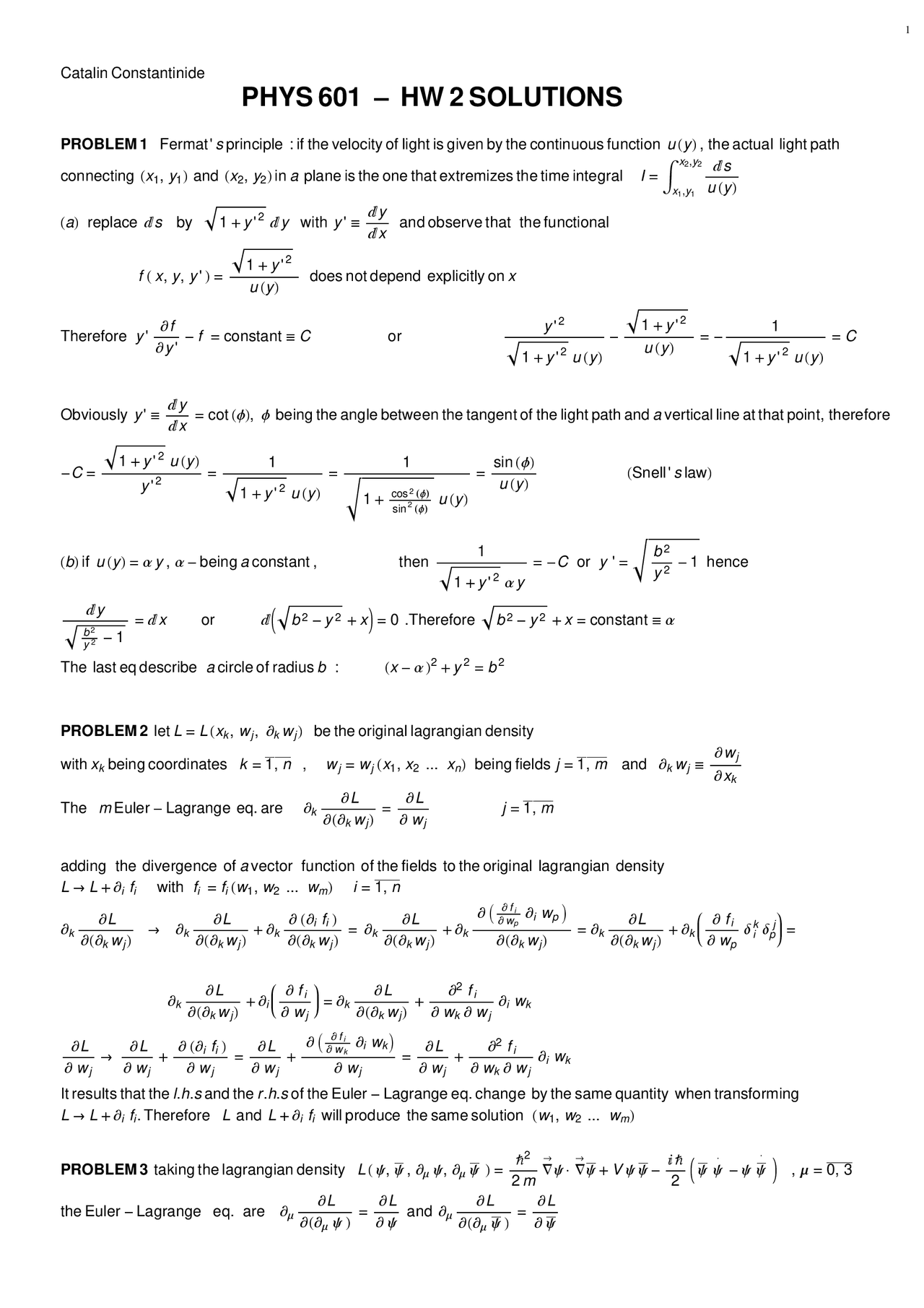 Homework 2 Solutions Methods Of Theoretical Physics Ii Phys 60100