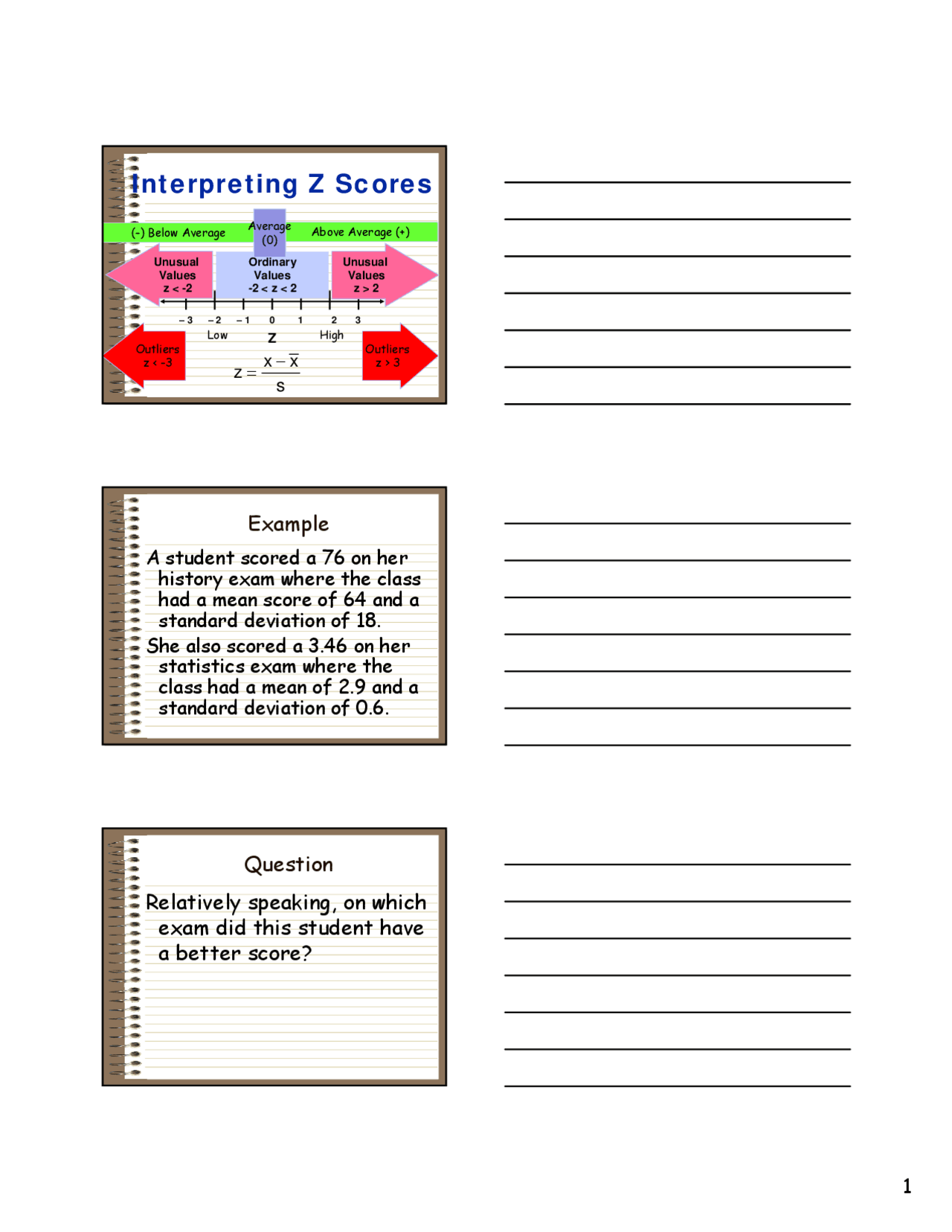 Interpreting Z Scores Lecture Slides For Elementary Statistics Math