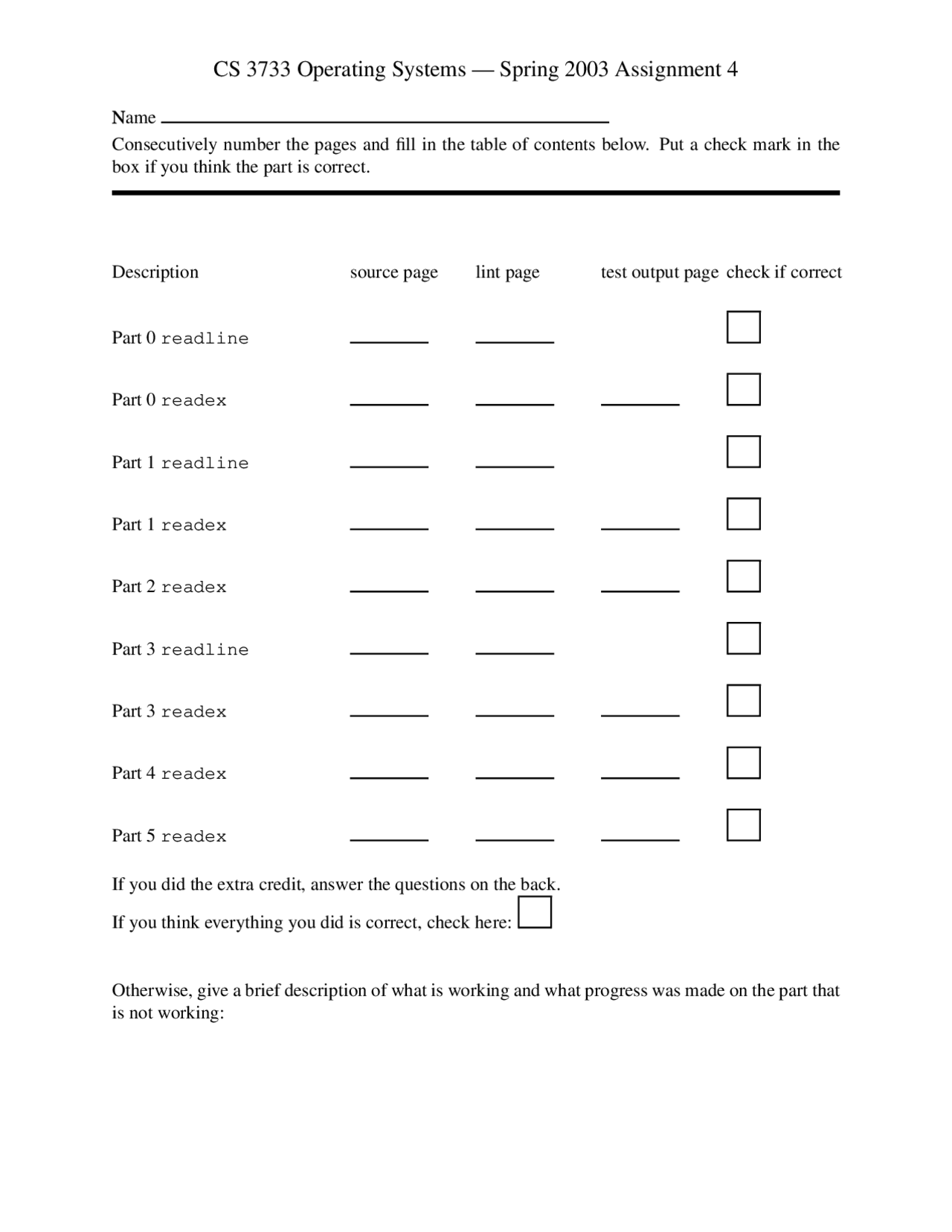 Homework Iv Questions Unsolved Operating Systems Cs 3733 Docsity