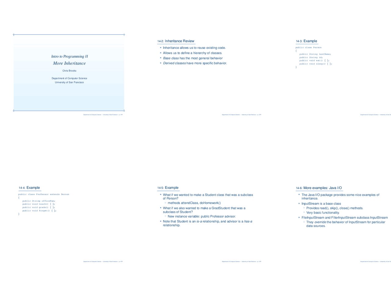 More Inheritance Introduction To Programming Ii Lecture Slides Cs 2317
