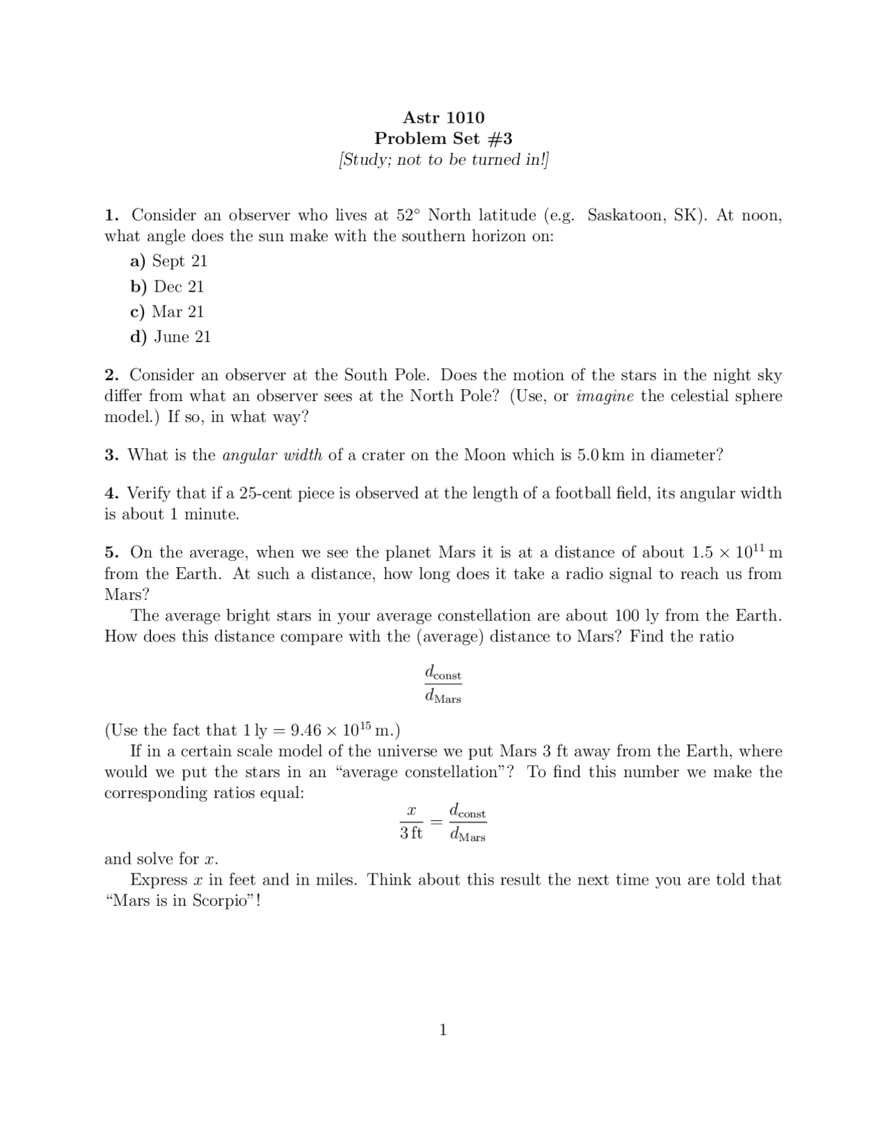 Practice Problem Set 3 Introduction To Modern Astronomy I Astr 1010